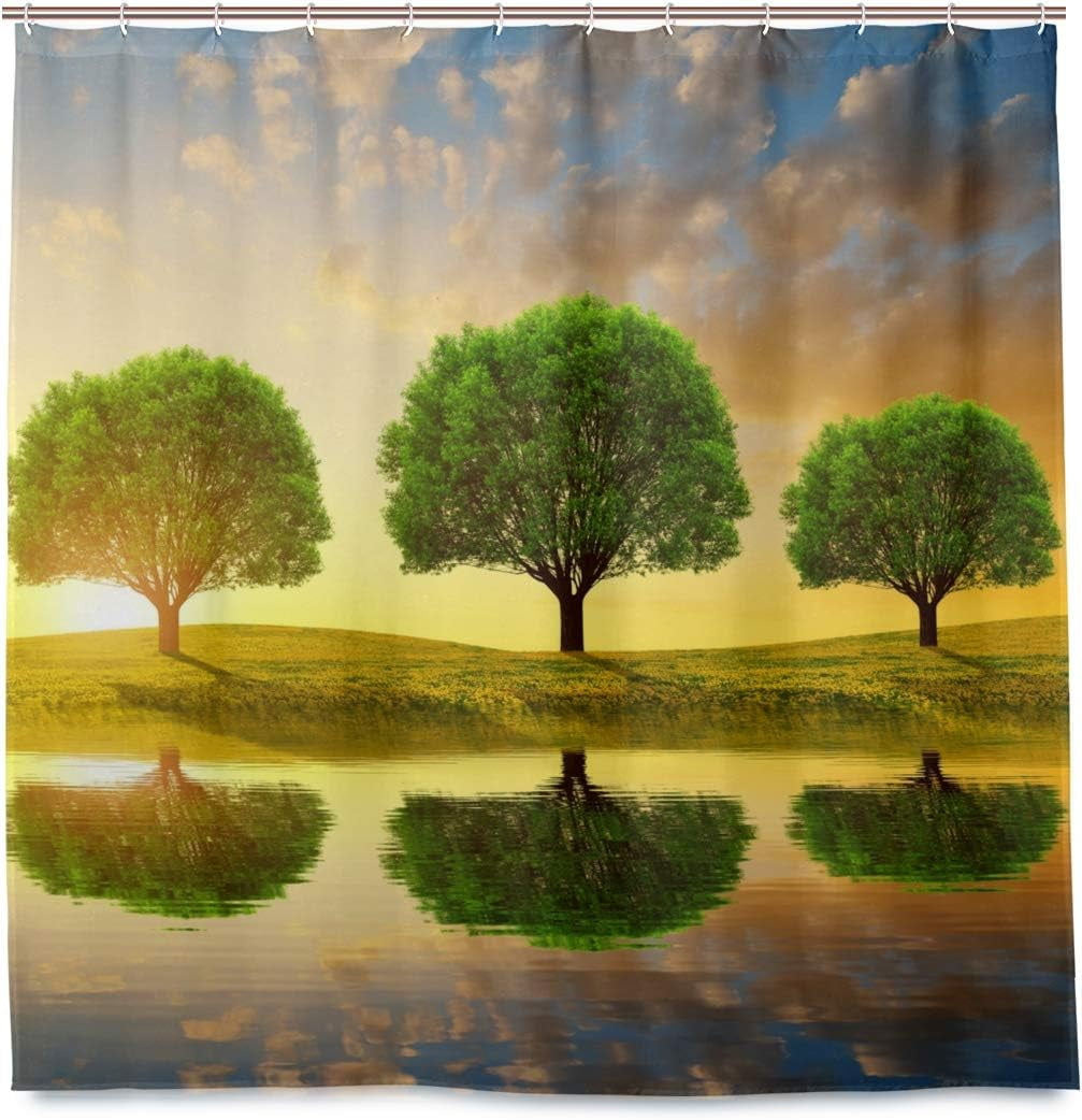 Coolnut Spring Landscape at Sunset Bath Shower Curtain Liners 72x72in ...