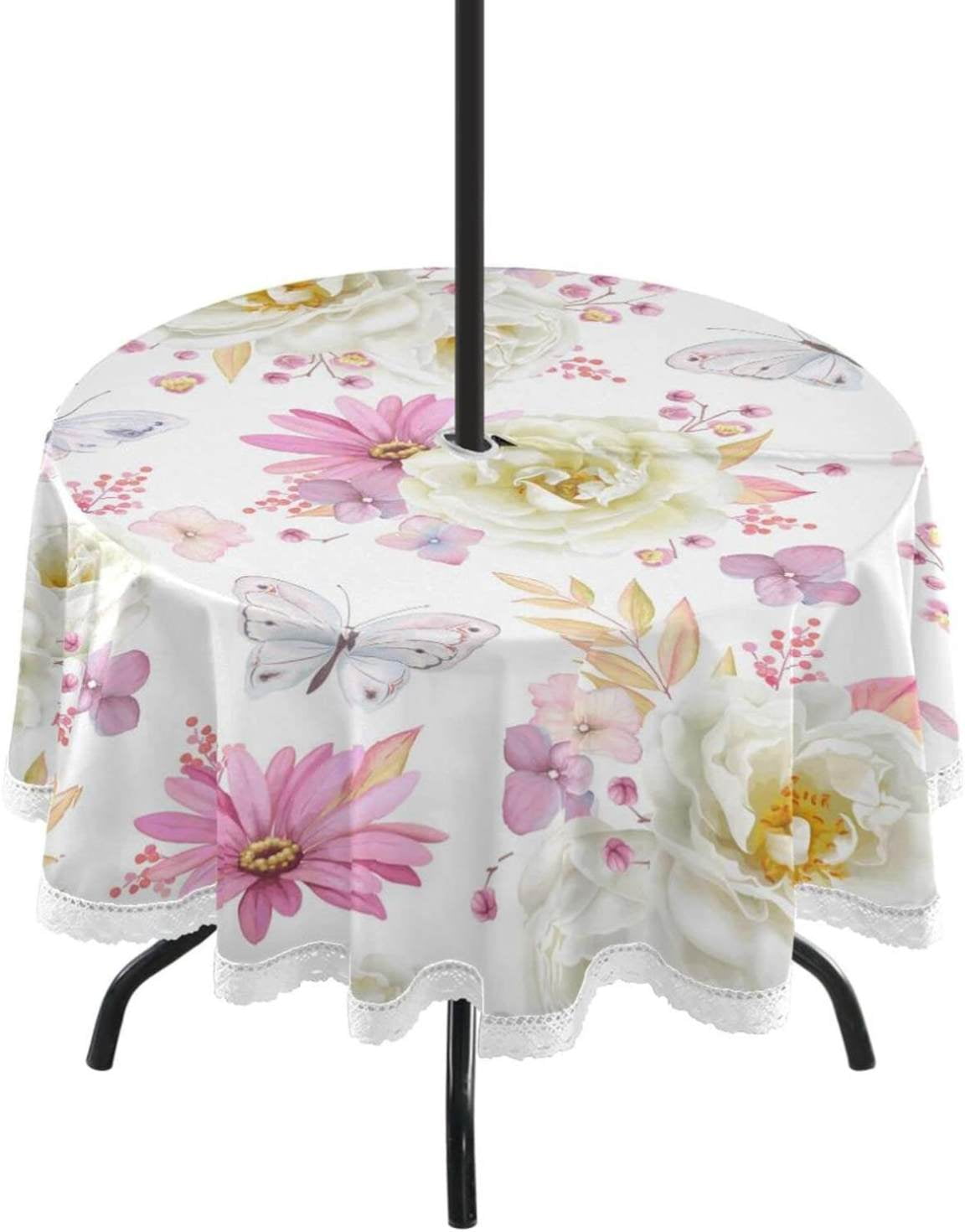 Coolnut Spring Roses Pattern Round Table Cloth, Heat Resistant Table ...