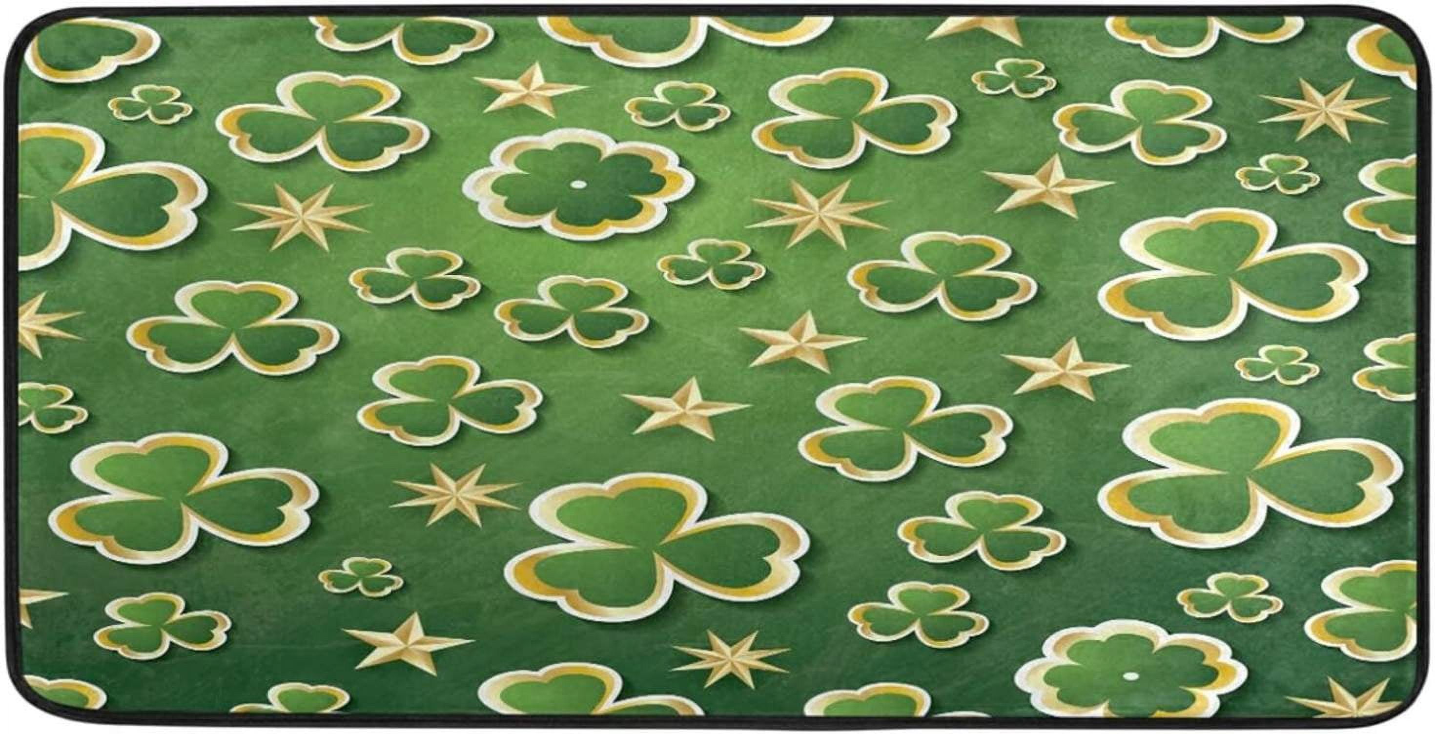 Coolnut St.Patrick's Day Kitchen Rug 39"x20", Beautiful Green Clover ...
