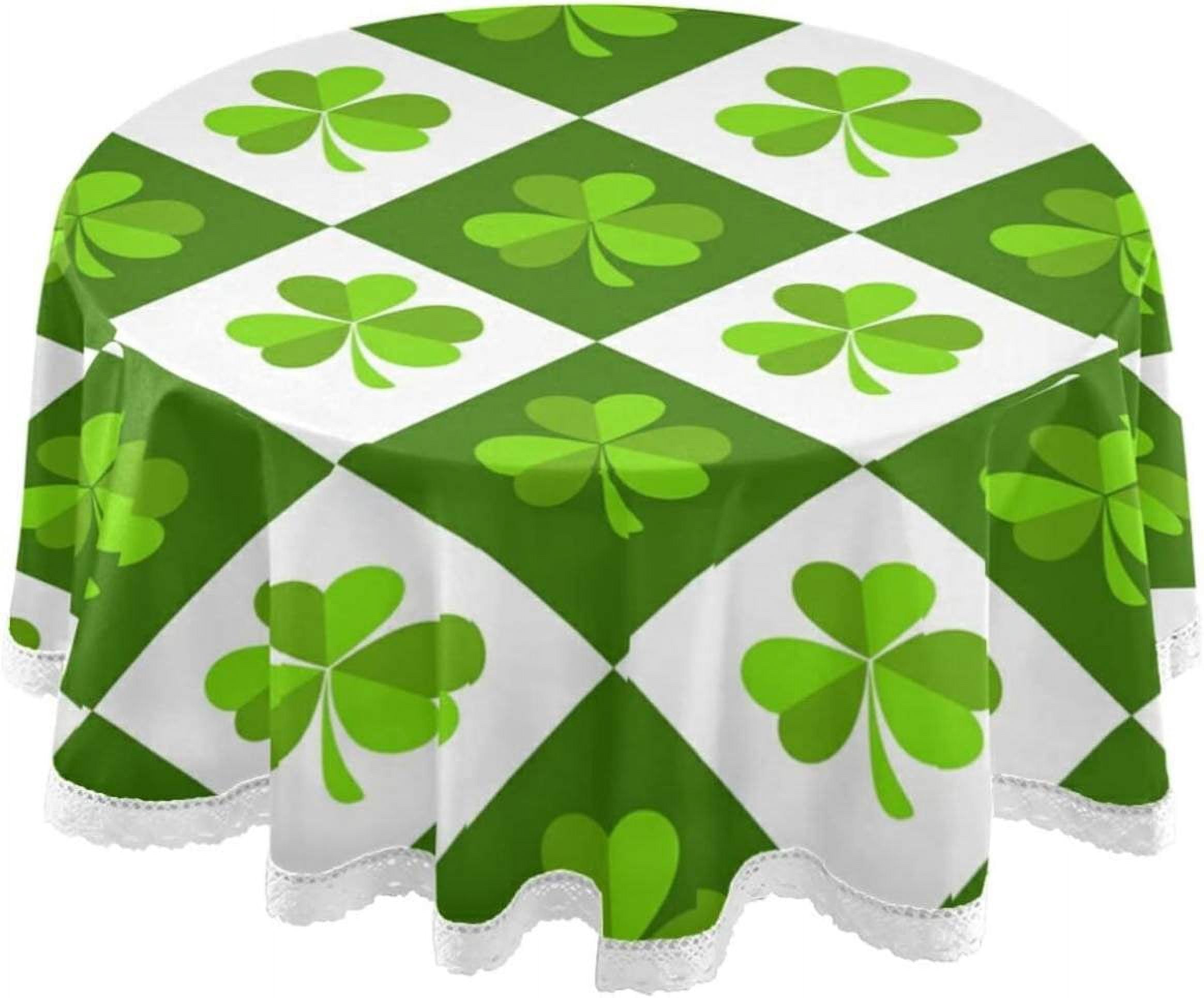 Coolnut St.Patrick's Day Round Tablecloth 60",Vintage Shamrock Clover ...