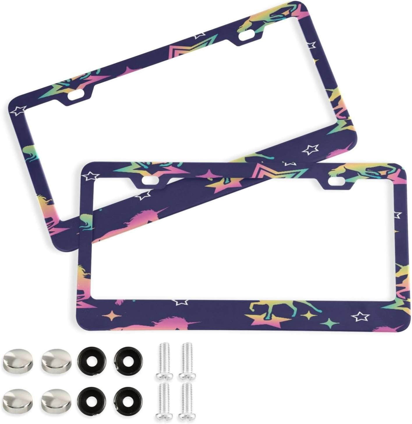 Coolnut Star Unicorns License Plate Frame 2 Pack 2 Holes Car Aluminum ...