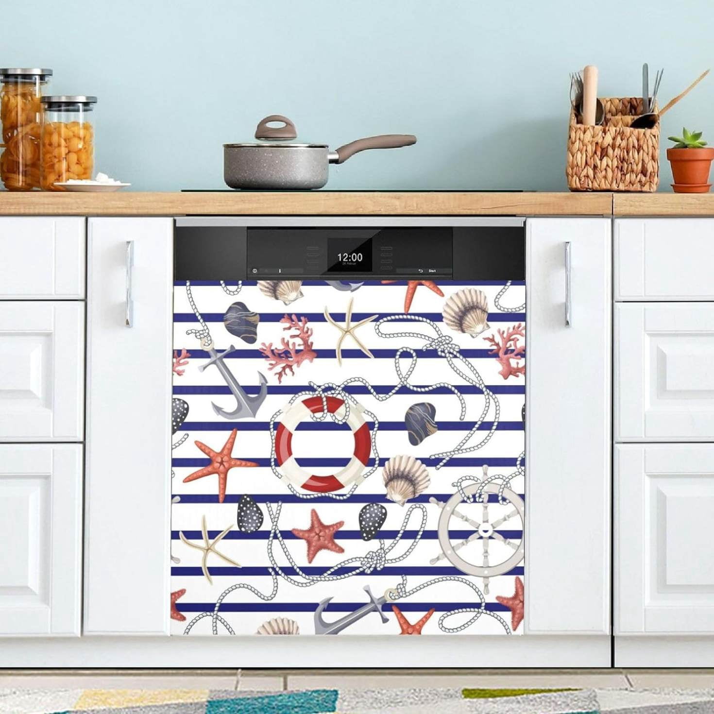 Coolnut Starfishes Anchors Shells and Lifebuoys Dishwasher Magnet Cover ...