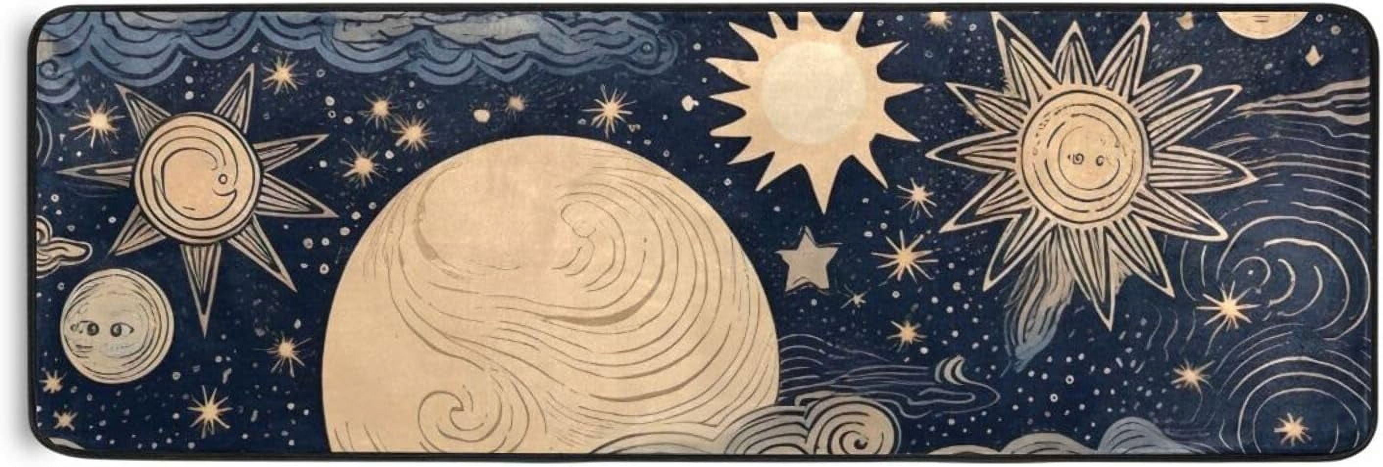 Coolnut Stars and Moon Area Rug - 2' x 6' Washable Runner Rugs with ...