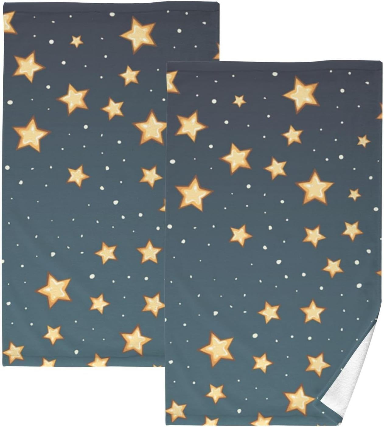 Coolnut Stars Sky Patterned Hand Towels 2 PCS, Cotton Bath Towel for ...