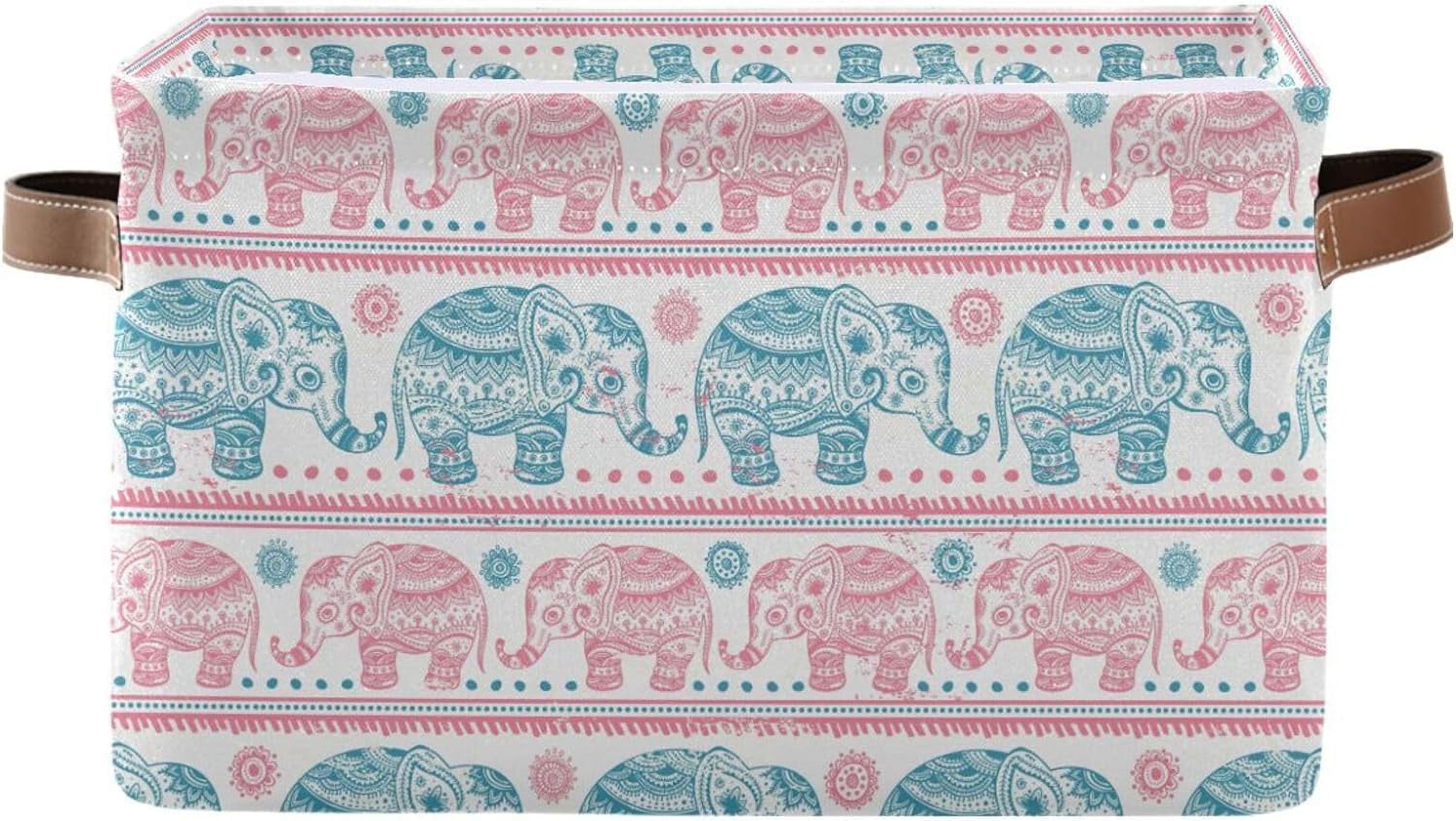 Coolnut Storage Basket Aztec Elephant Bohemian Storage Bin with Handle ...