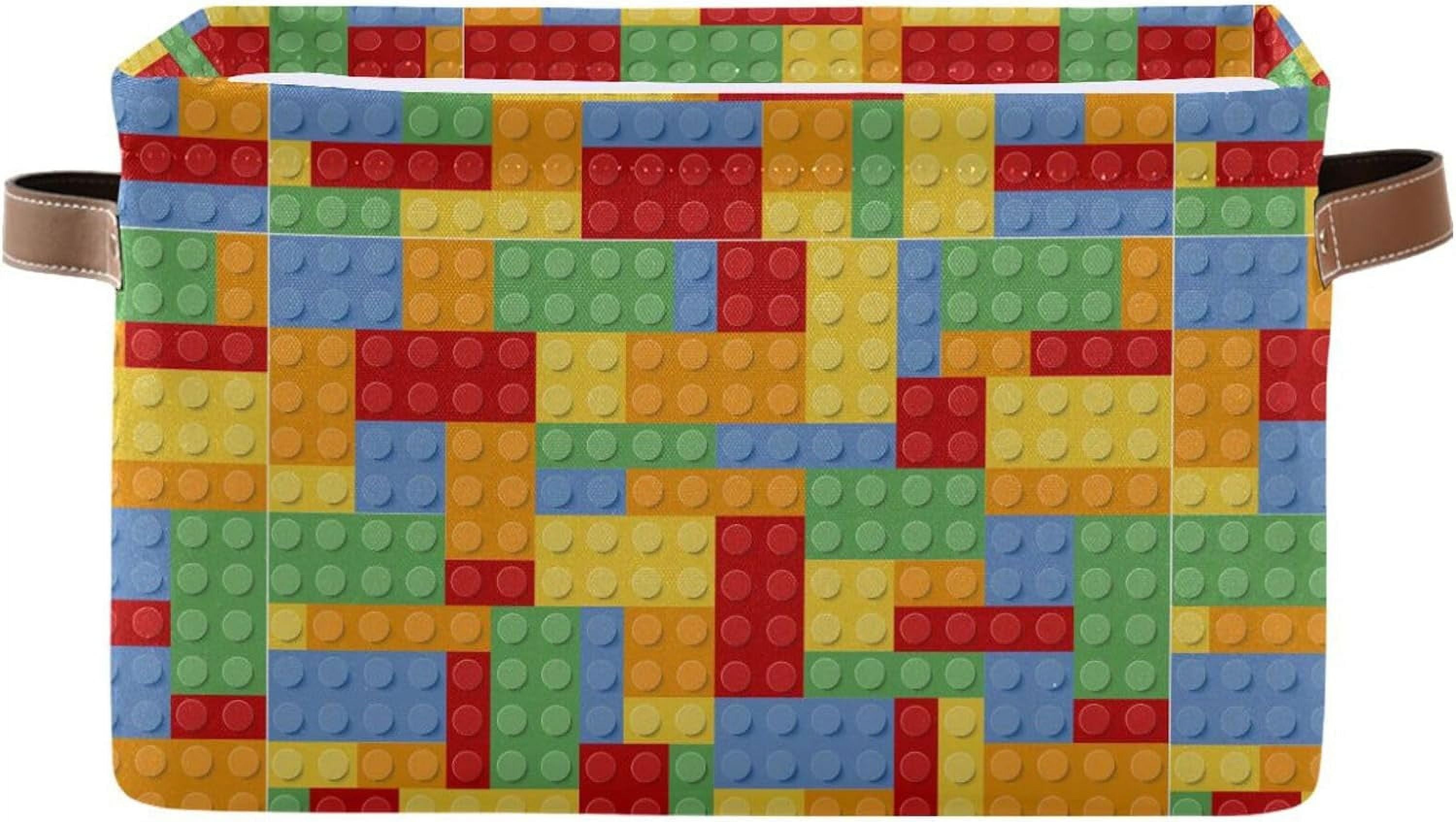 Coolnut Storage Basket Building Colorful Blocks Storage Bin with Handle ...