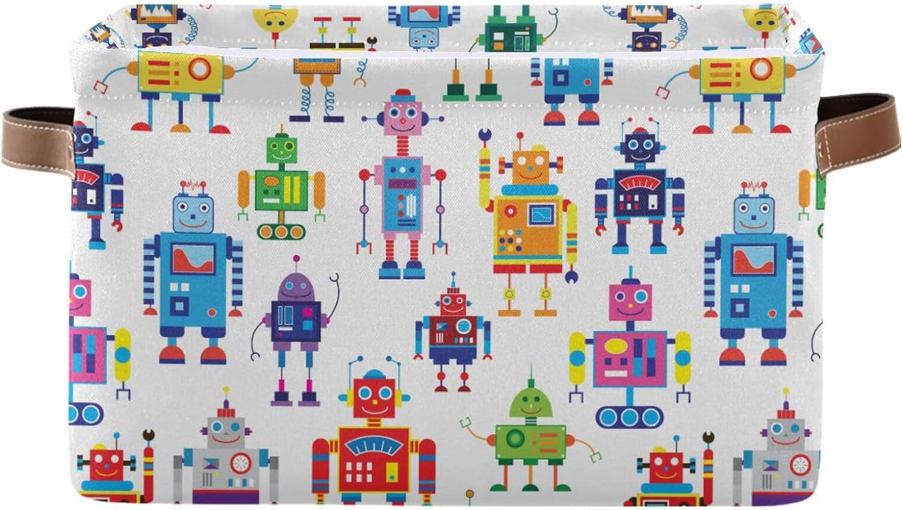 Coolnut Storage Basket Cute Robots Storage Bin with Handle , Large ...