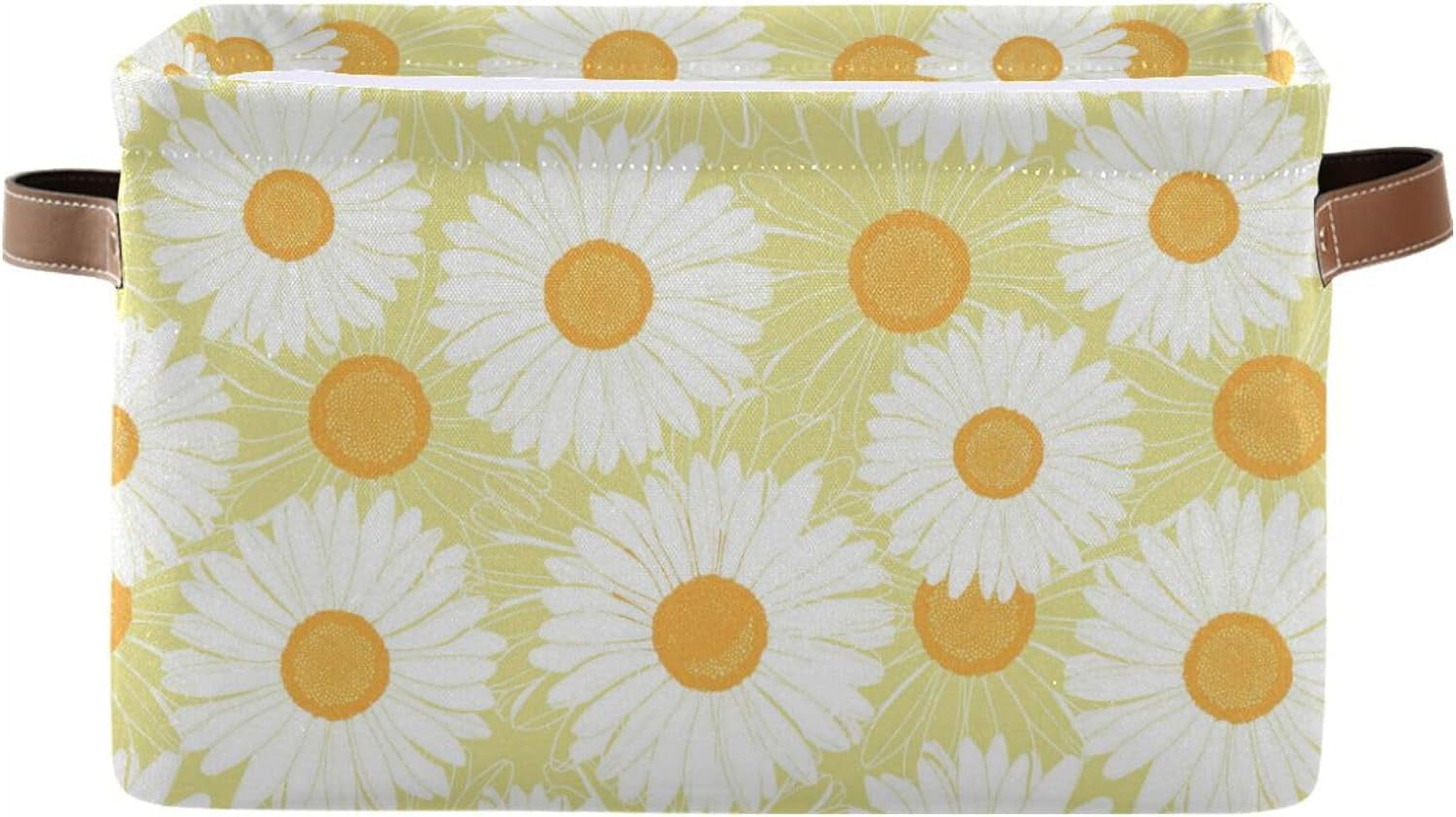 Coolnut Storage Basket Daisy Pattern Storage Bin with Handle , Large ...