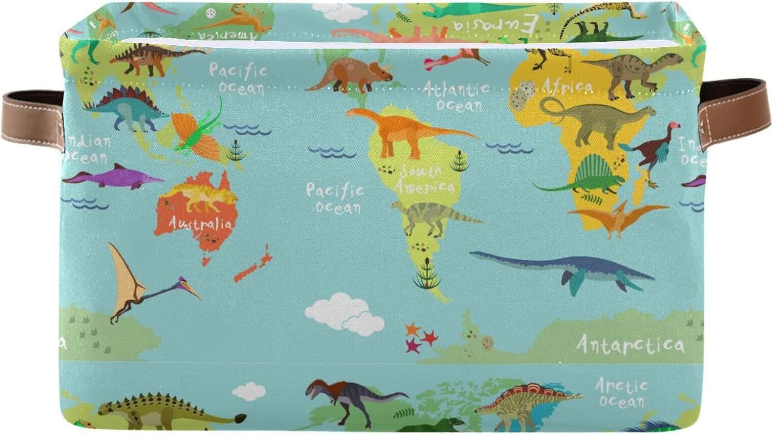 Coolnut Storage Basket Dinosaurs Map Storage Bin with Handle , Large ...