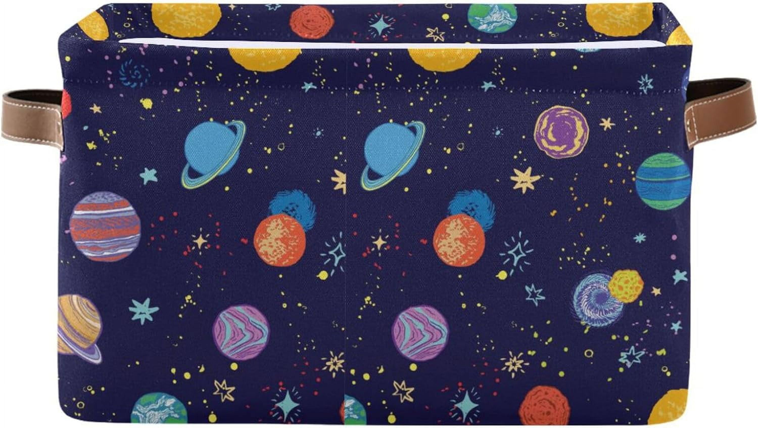 Coolnut Storage Basket Galaxy Space Planets Storage Bin with Handle ...