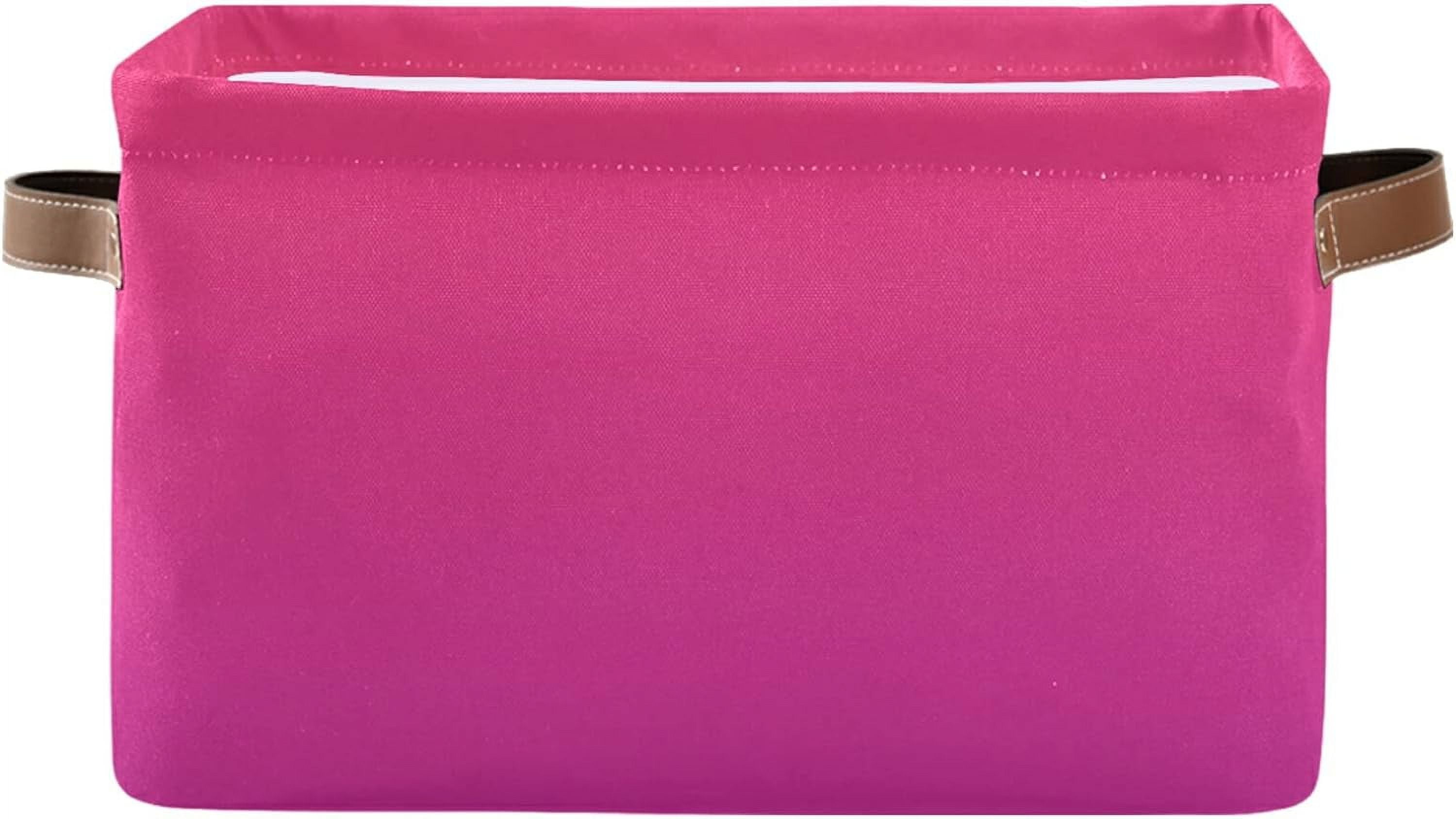 Coolnut Storage Basket Plain Pink Solid Color Storage Bin with Handle ...