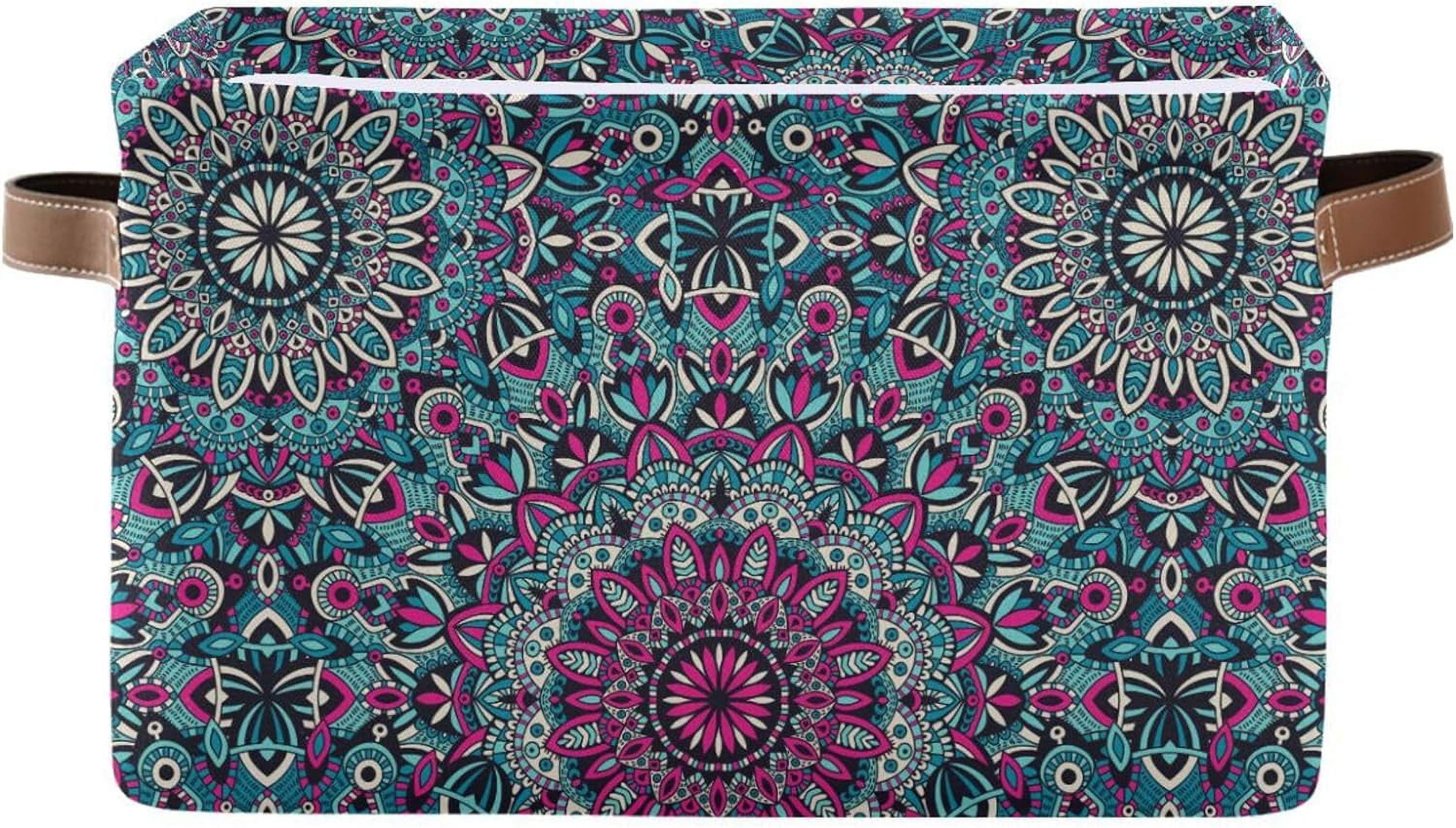 Coolnut Storage Basket Vintage Mandala Pattern Storage Bin with Handle ...