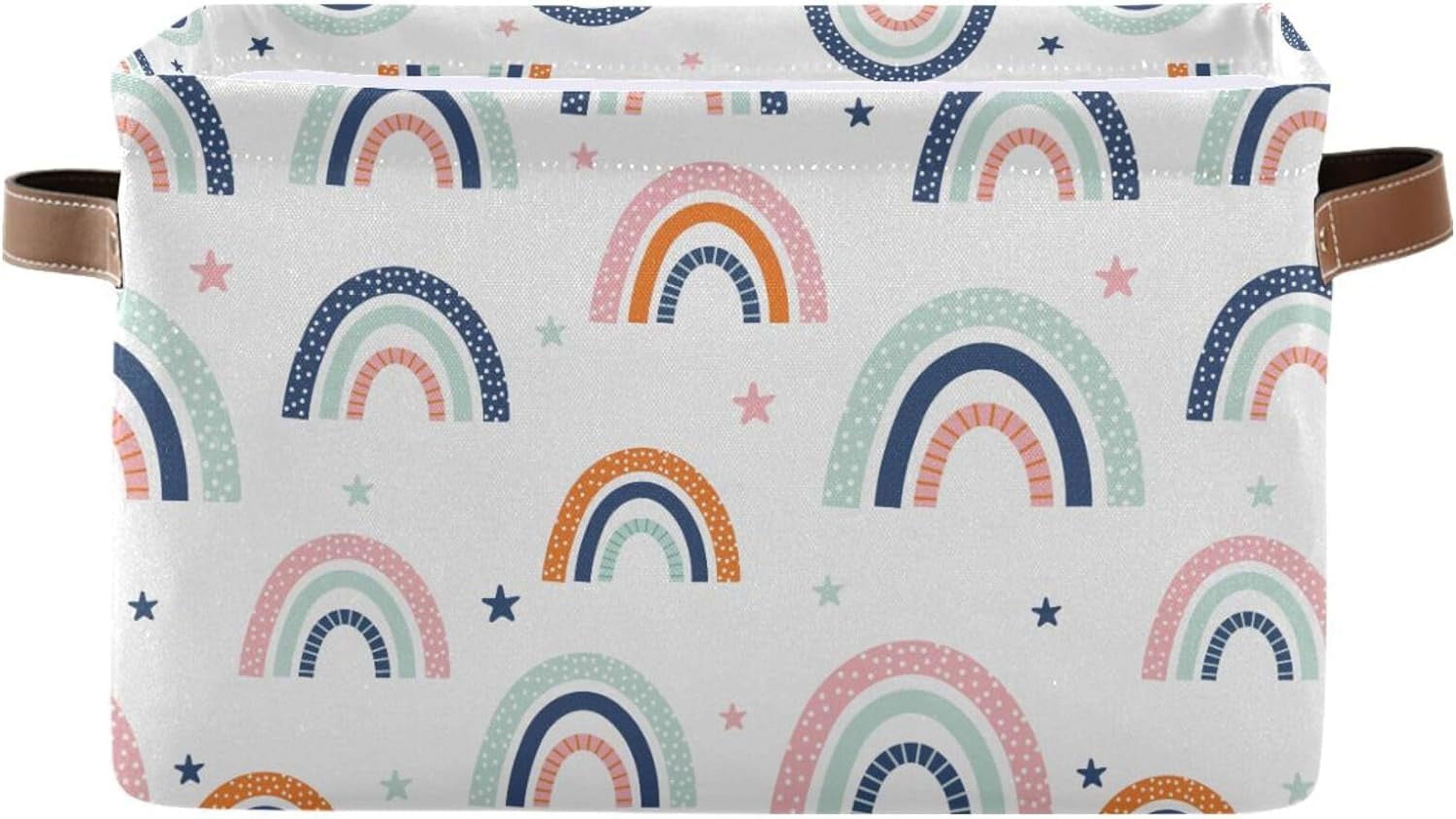 Coolnut Storage Basket Watercolor Rainbow Storage Bin with Handle ...