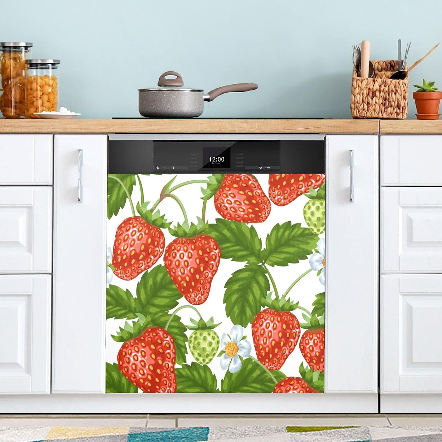 Coolnut Strawberry Flowers Dishwasher Magnet Cover Magnetic Dish Washer ...