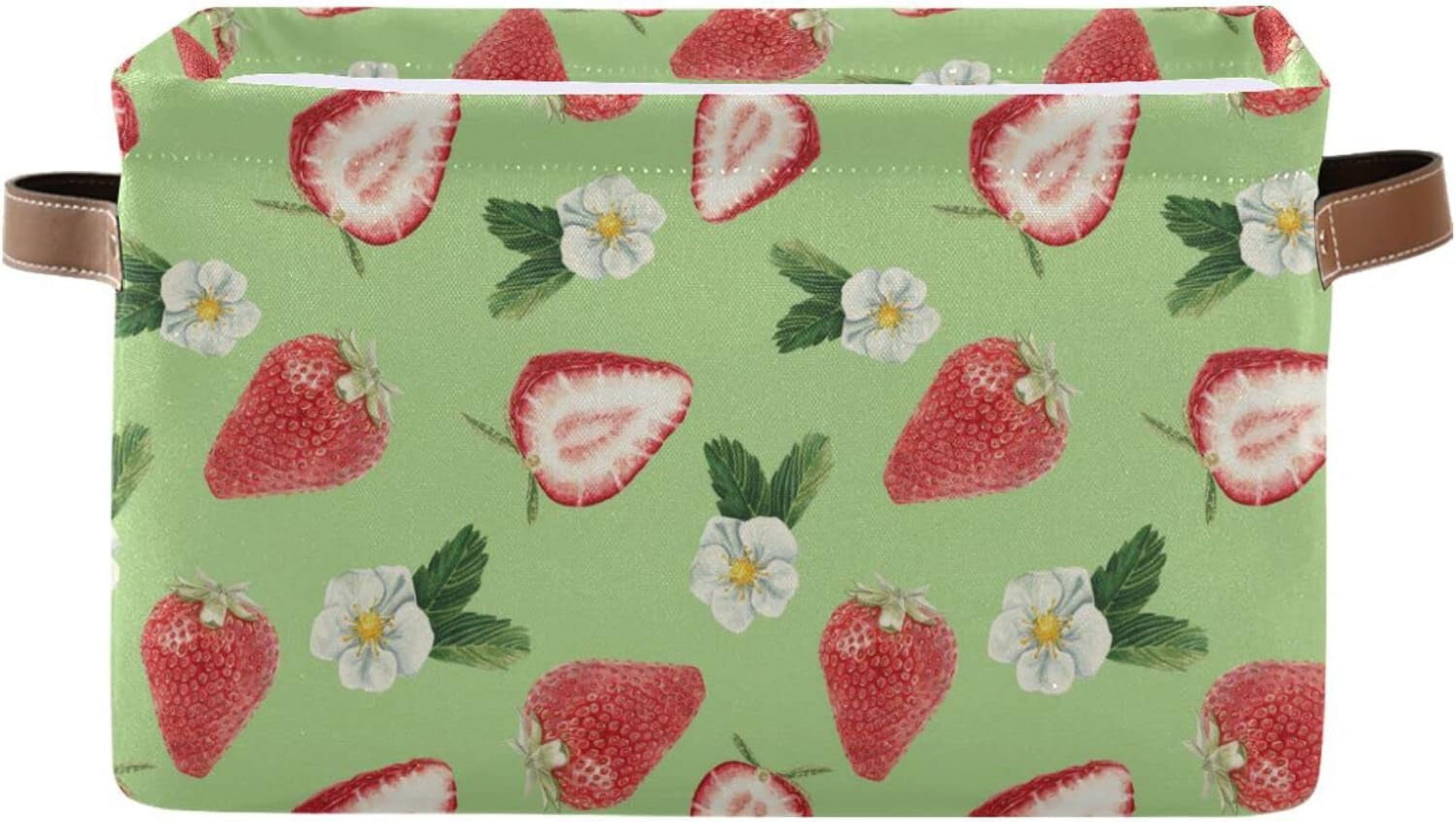 Coolnut Strawberry Flowers Storage Basket with Handles Collapsible ...