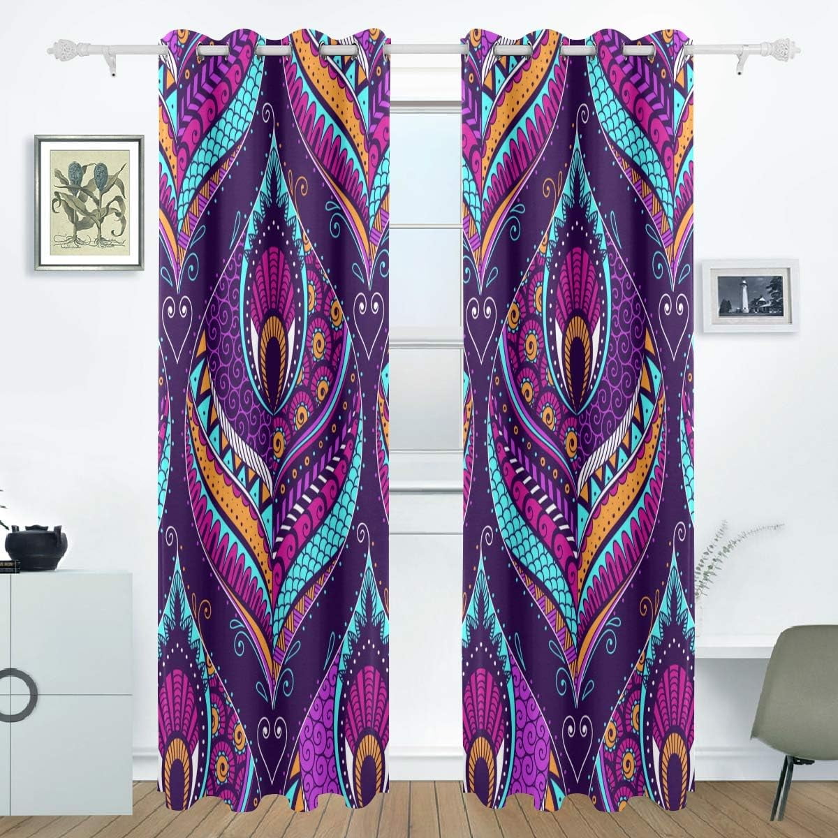 Coolnut Stylized Peacock Feathers Thermal Insulated Blackout Grommet ...