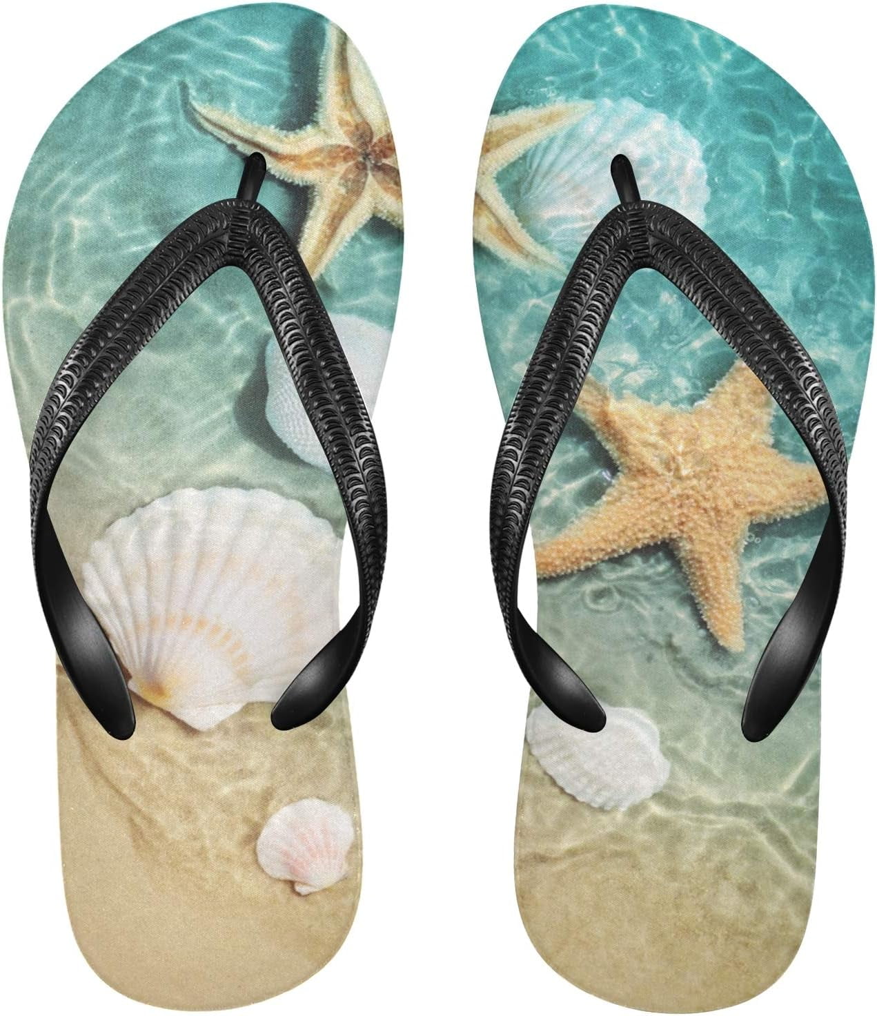 Coolnut Summer Beach Starfish and Seashell Flip Flop Sandal Men's and ...