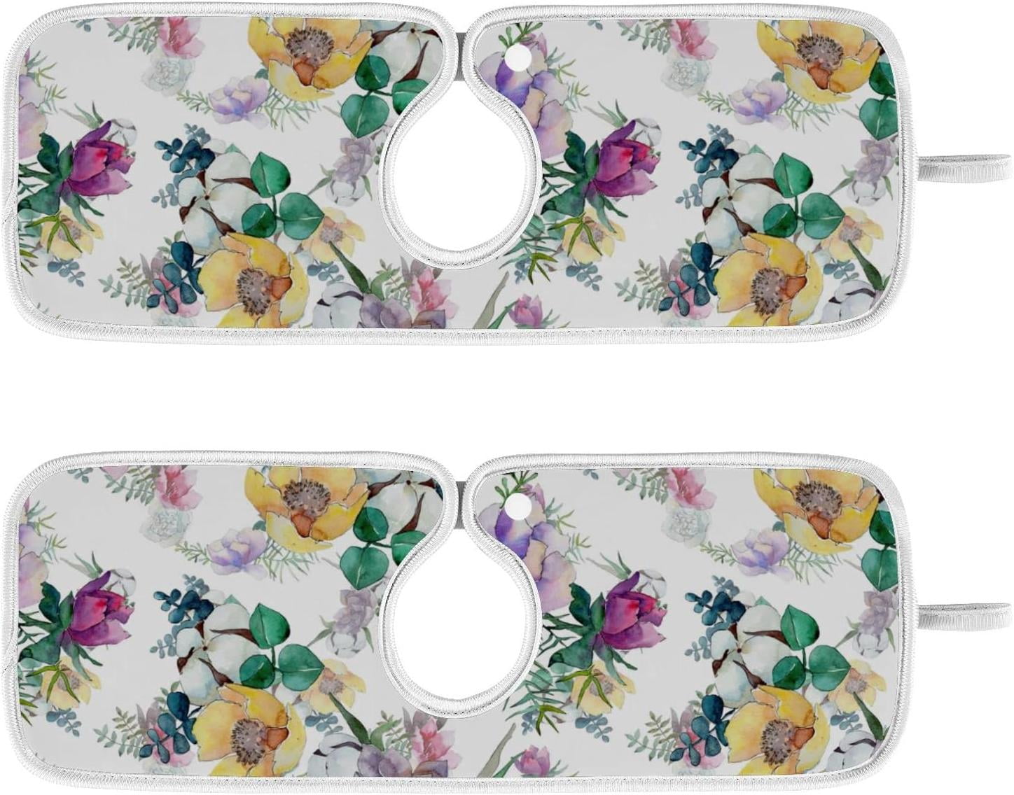 Coolnut Summer Flower Sink Splash Guard for Faucet 2 Packs Faucet ...