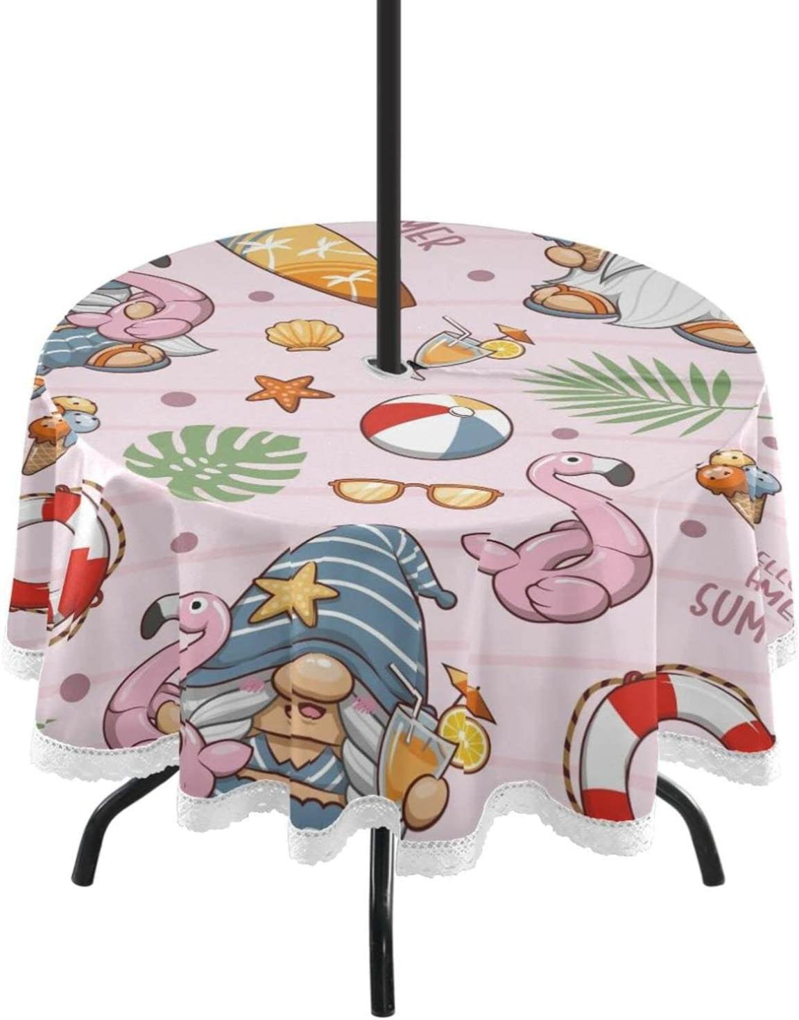 Coolnut Summer Gnomes Round Table Cloth, Heat Resistant Table Cover ...