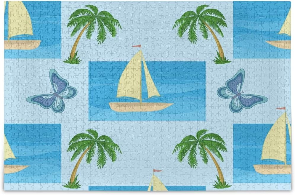 Coolnut Summer Holiday Design Sailboat at Sea Tropical Palm Tree and ...