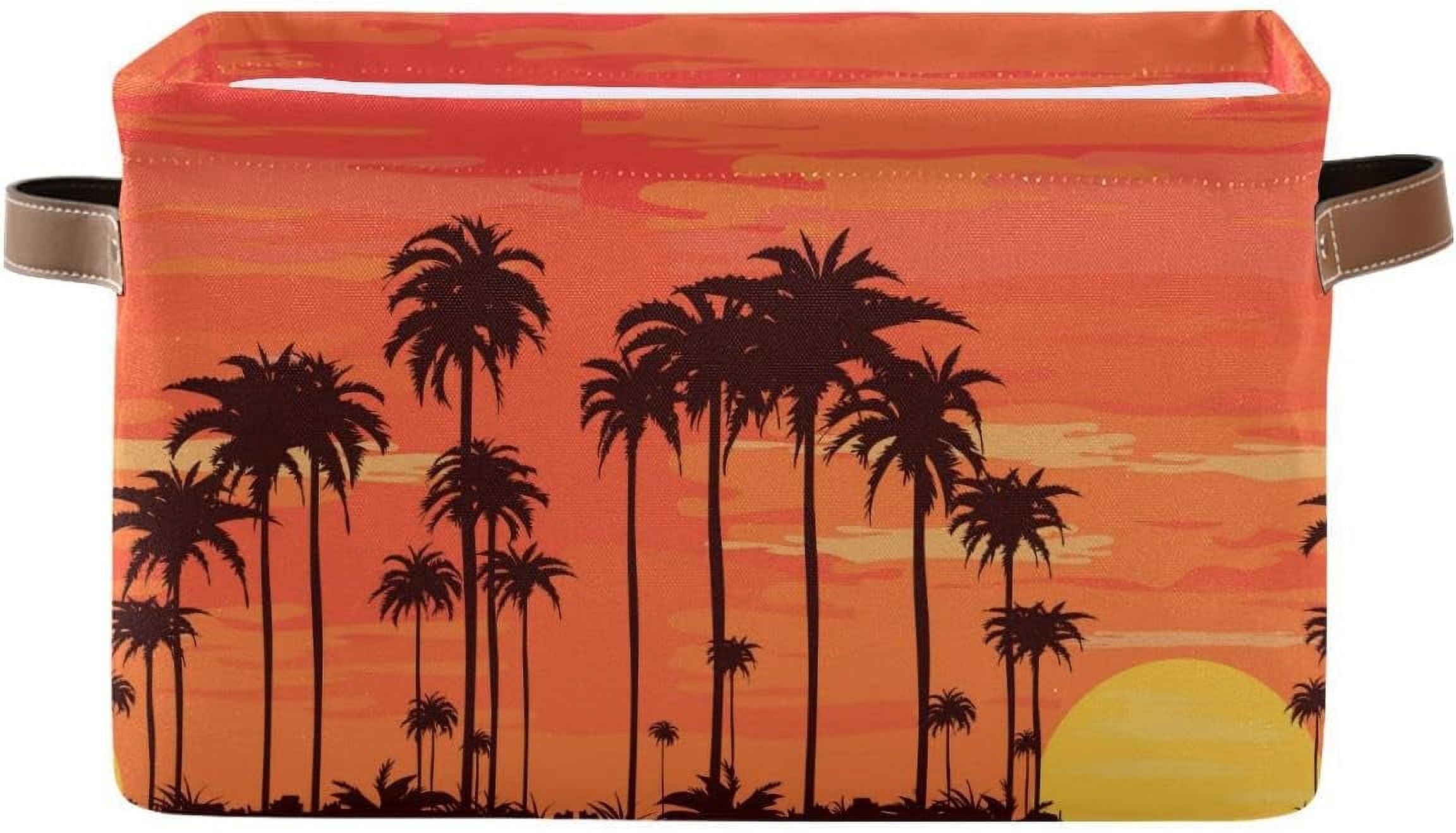 Coolnut Summer Palm Trees Storage Basket Collapsible Toy Storage Bins ...