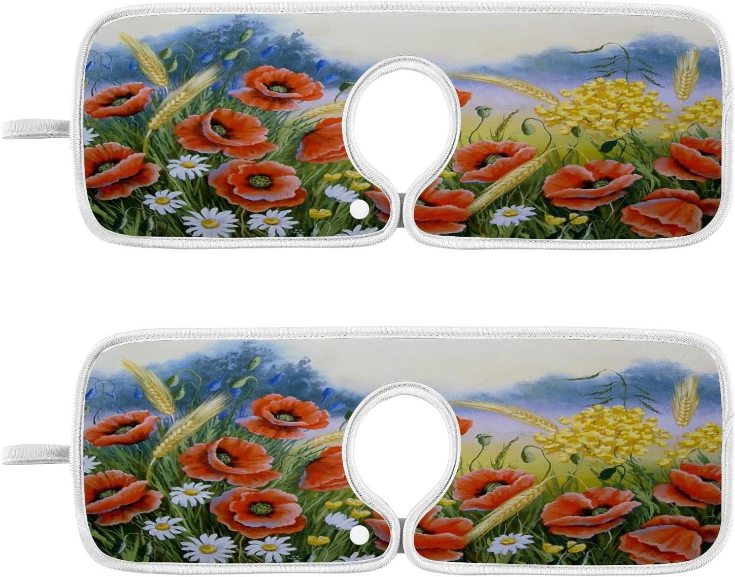 Coolnut Summer Poppy Flower Sink Splash Guard for Faucet 2 Packs Faucet ...
