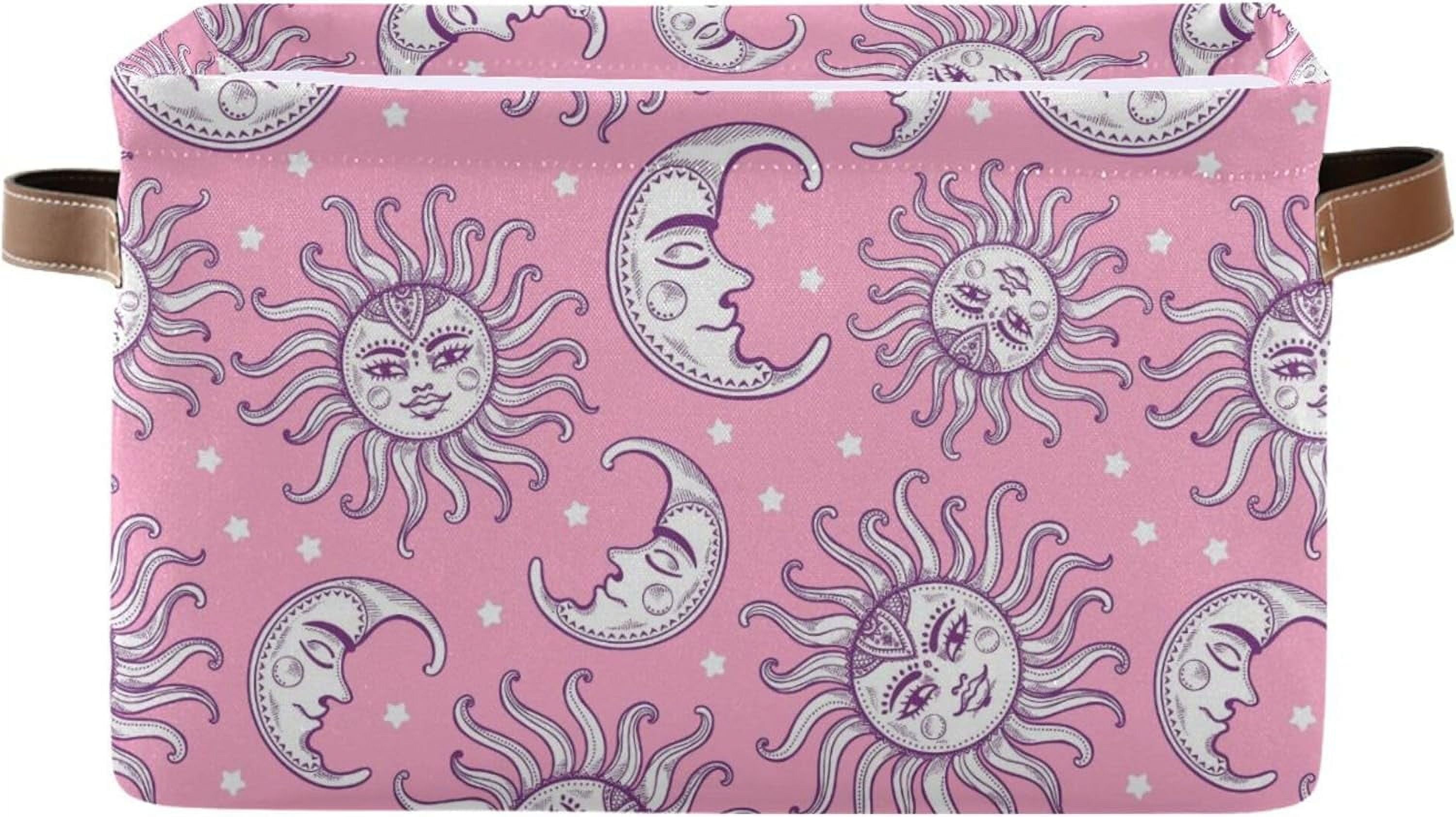 Coolnut Sun Moon Pink Storage Basket Foldable Storage Bin, Canvas ...