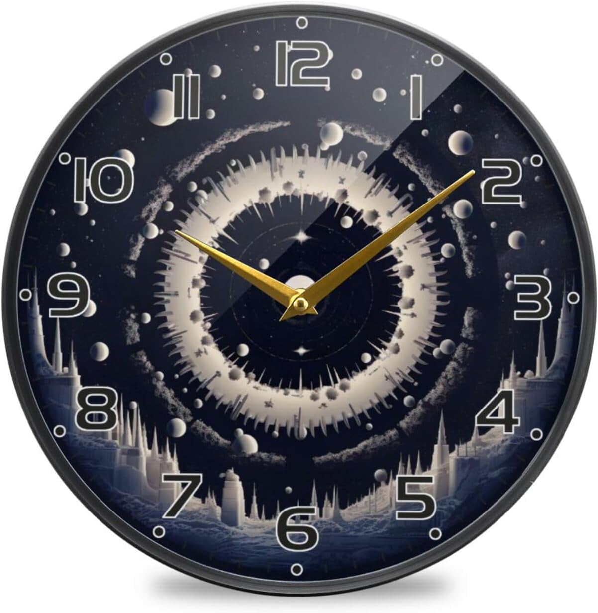 Coolnut Sun and Moon Wall Clock Round Silent Non Ticking Battery ...