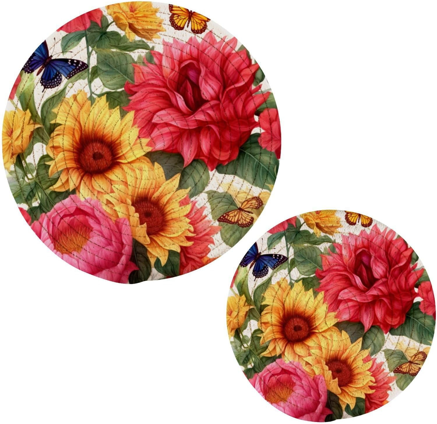 Coolnut Sunflower Butterflies Trivets Pot Holders Set of 2 Potholders ...