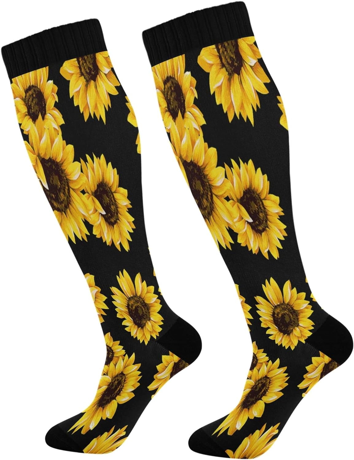 Coolnut Sunflower Floral Running Stockings for Men & Women, Compression ...