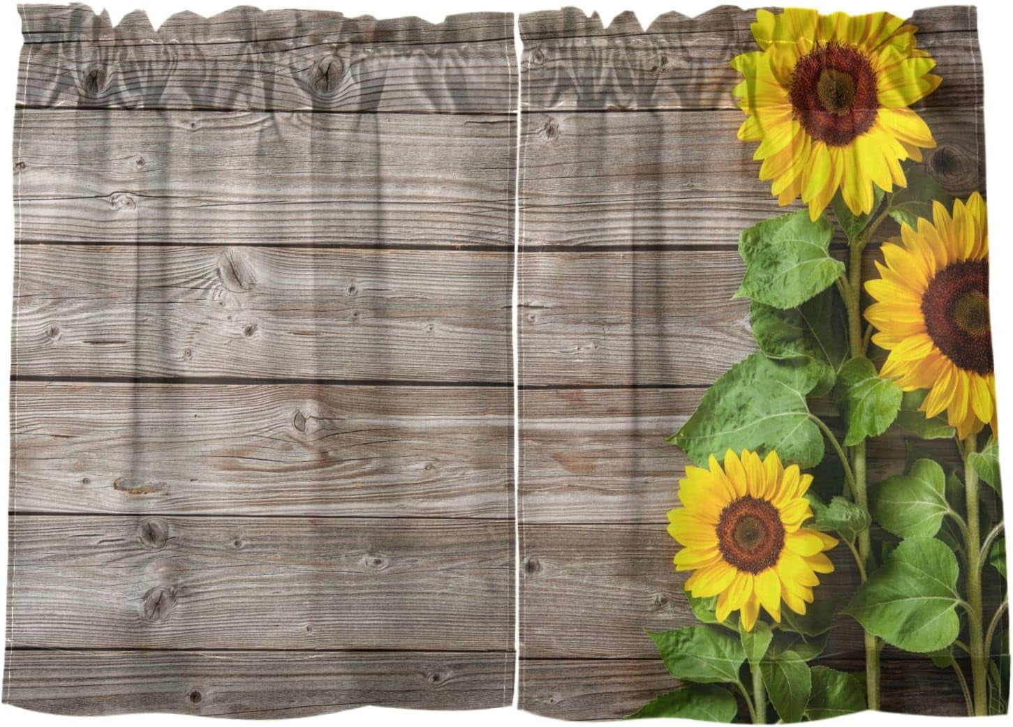 Coolnut Sunflower Kitchen Curtains 2 Panels, UV Protected Tier Curtains ...