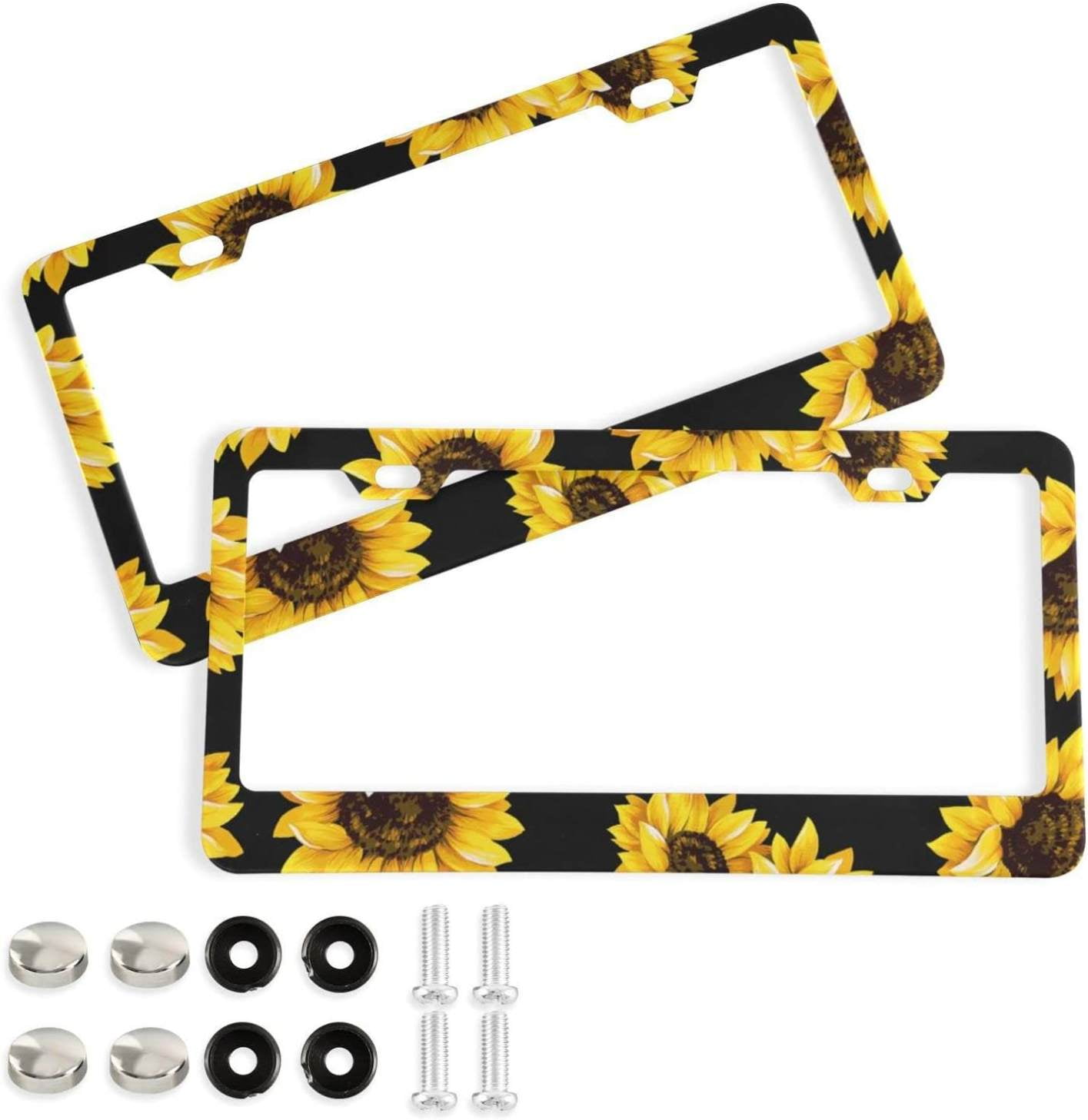 Coolnut Sunflower License Plate Frames 2pcs, Aluminum Universal Car ...