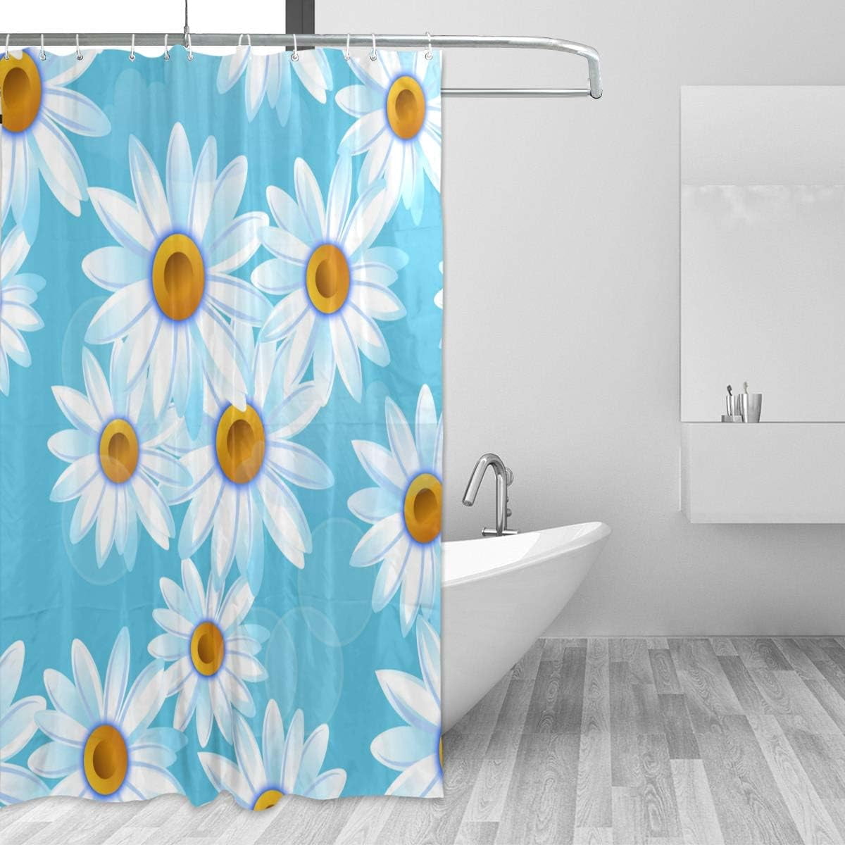 Coolnut Sunflower On Blue Bath Shower Curtain Liners 72"x72", 100% ...