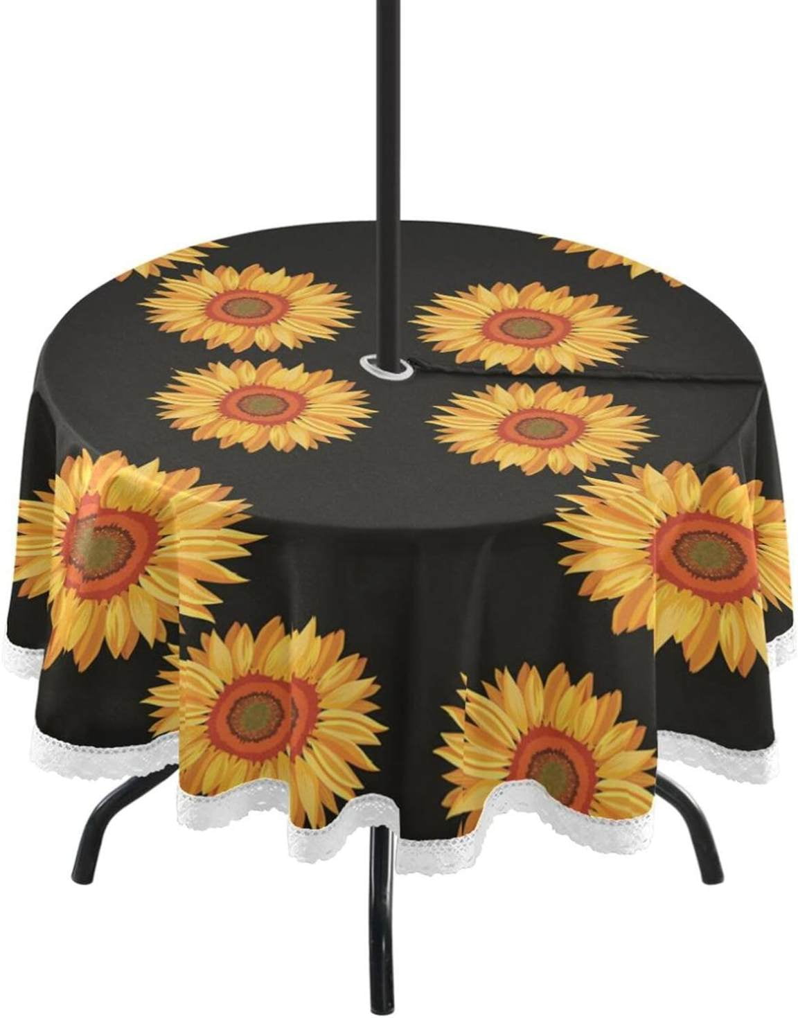Coolnut Sunflower Round Tablecloth 60" Outdoor Table Covers with ...
