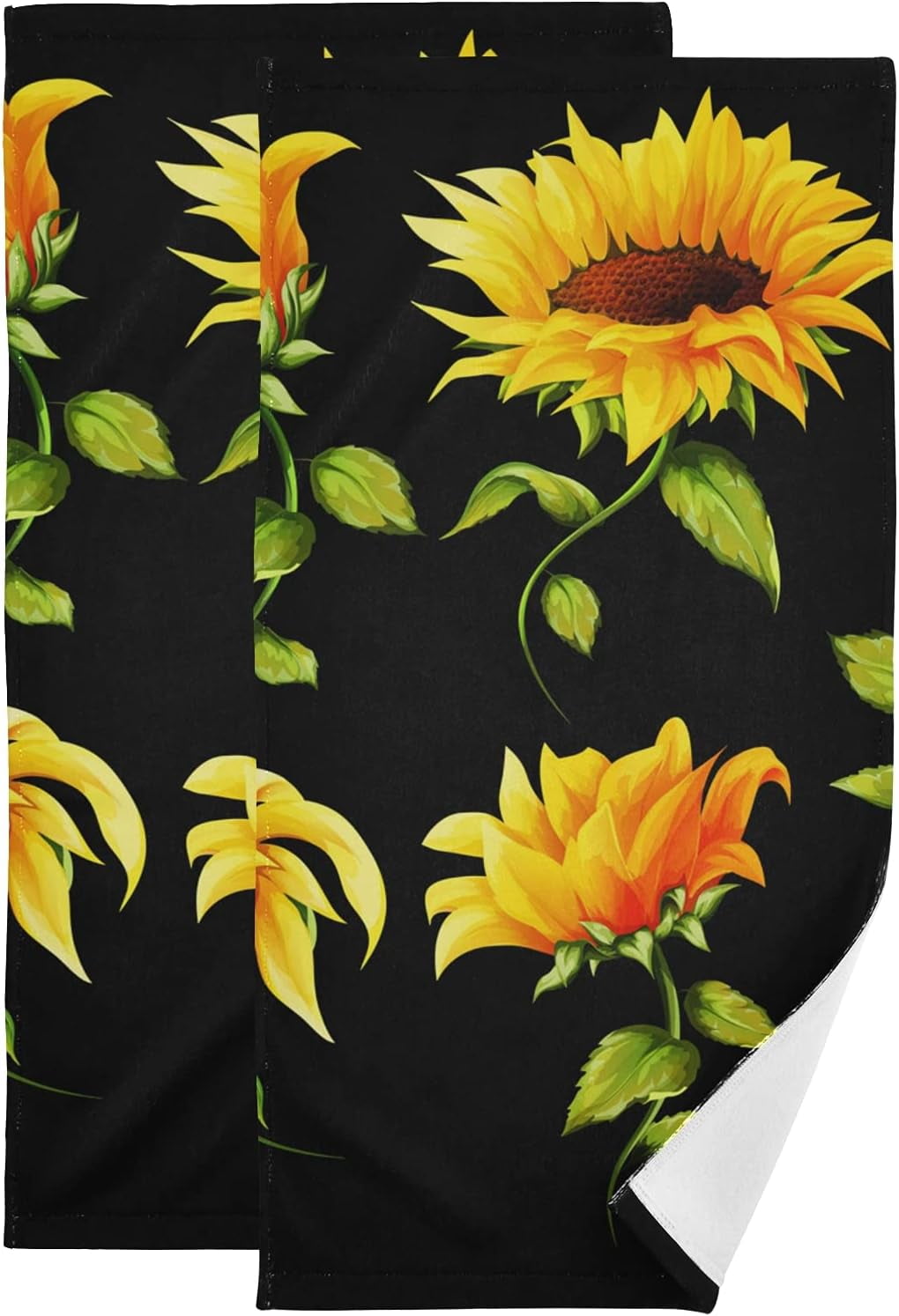 Coolnut Sunflower Soft Hand Towels, 2 PcsAbsorbent Bath Towel ...