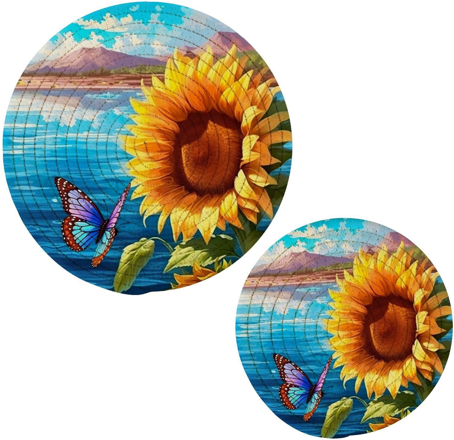 Coolnut Sunflower Style Trivets Pot Holders Set of 2 Potholders for ...