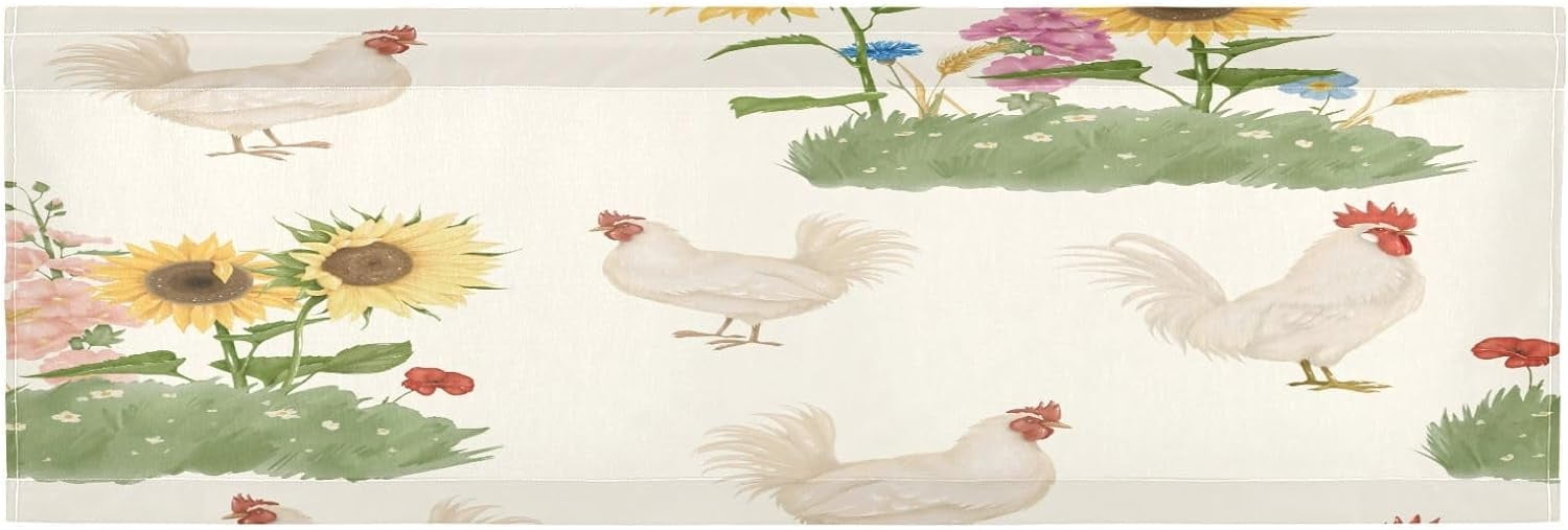 Coolnut Sunflower and Roosters Trolley Bag Curtain Drape, 54" x 18 ...