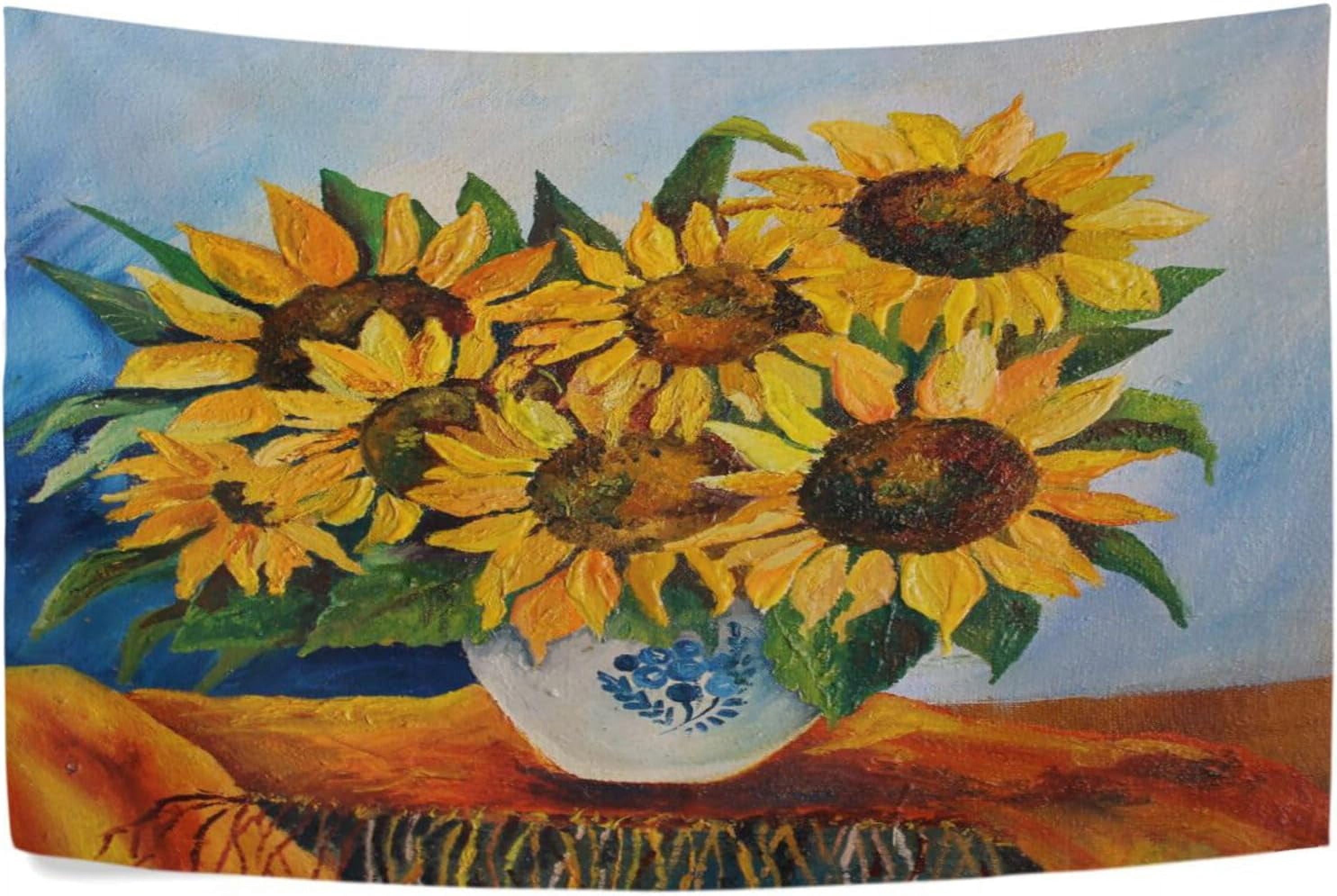 Coolnut Sunflowers Oil Painting Tapestry Aesthetic Tapestry Wall ...