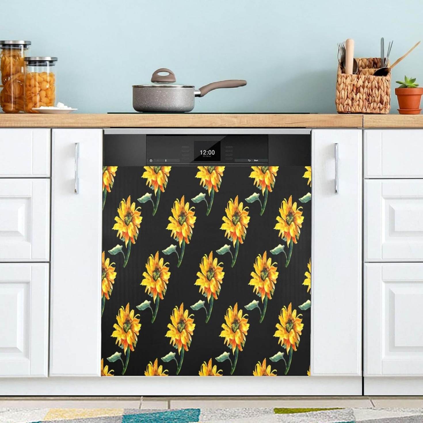 Coolnut Sunflowers Texture Dishwasher Magnet Cover for The Front Door ...