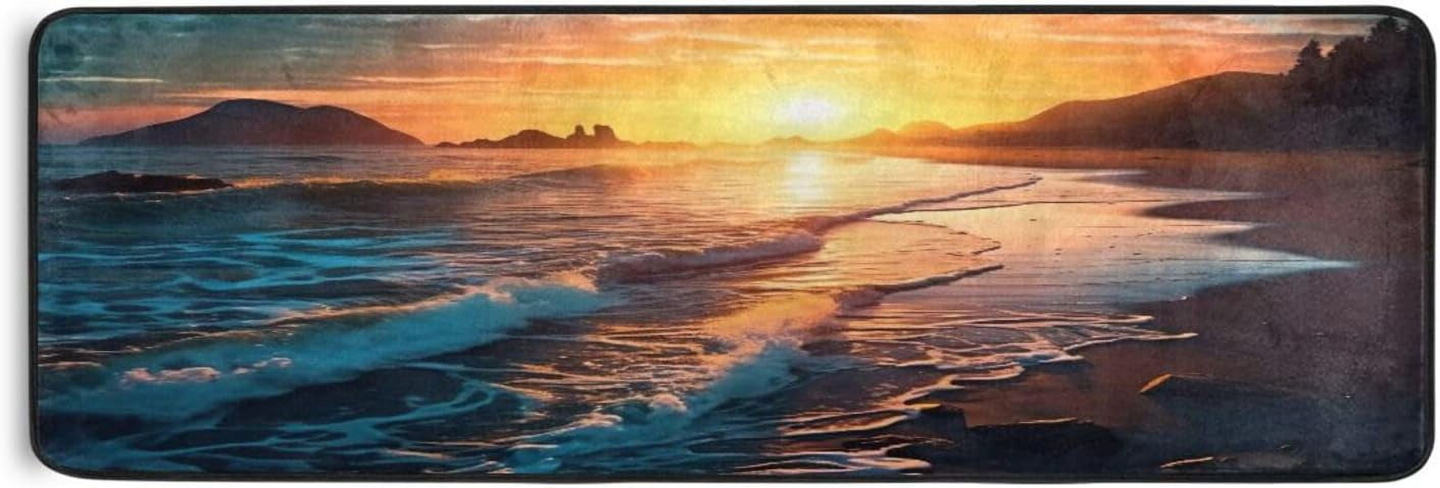Coolnut Sunset at Beach Area Rug - 2' x 6' Washable Runner Rugs with ...