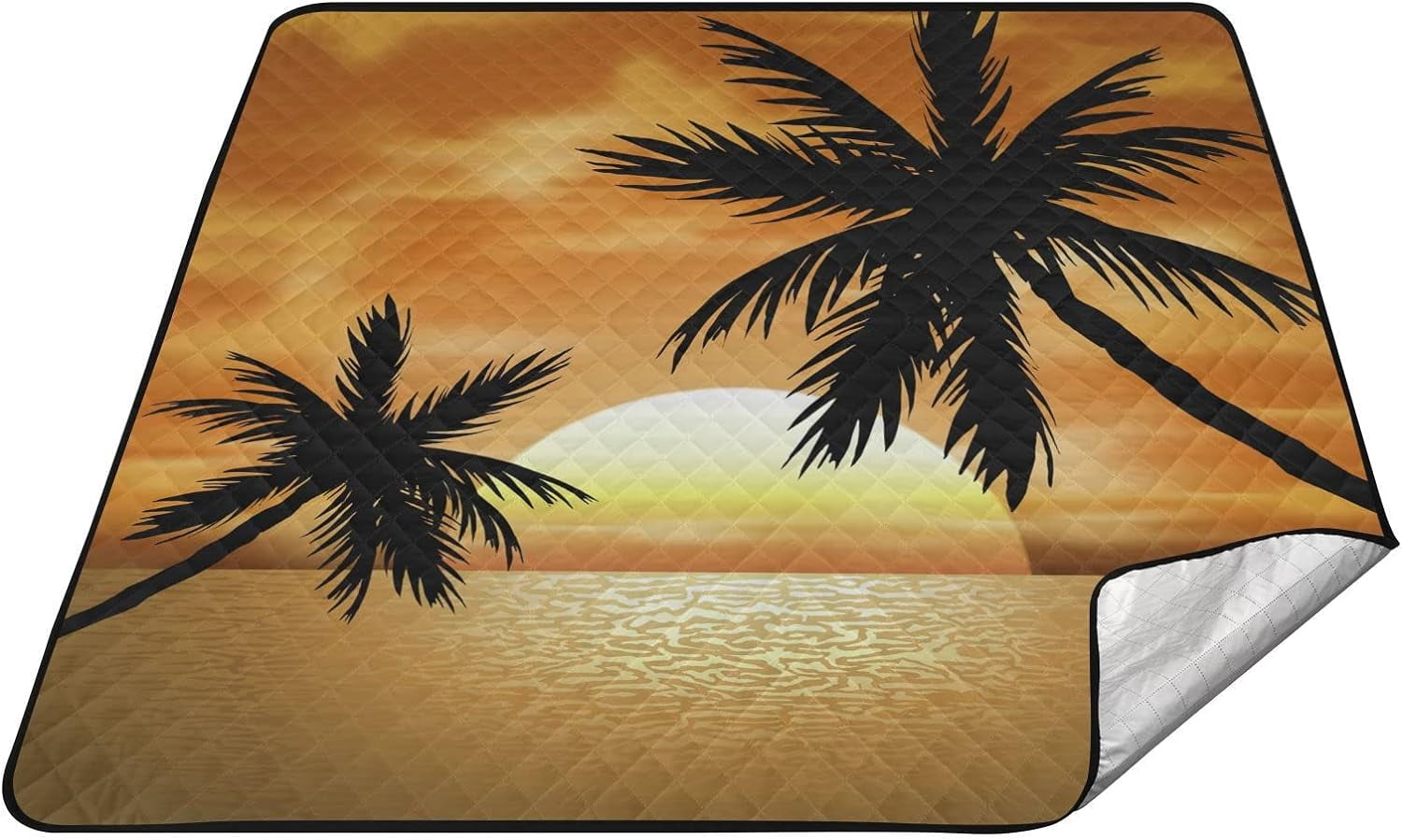 Coolnut Sunset Plam Large Picnic & Outdoor Beach Blanket, Waterproof ...