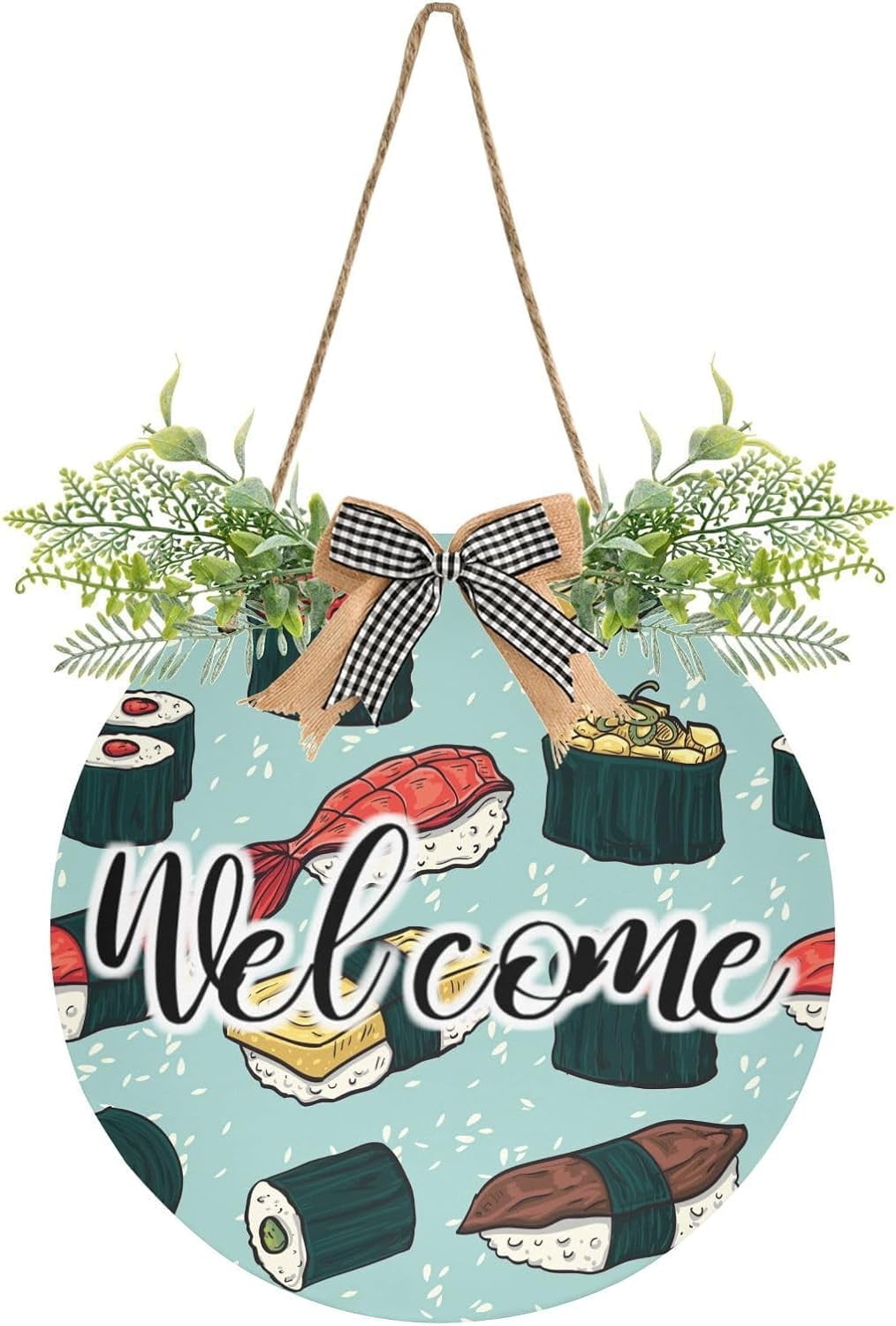 Coolnut Sushi Front Door Round, Hanging Welcome Sign, Front Door for ...