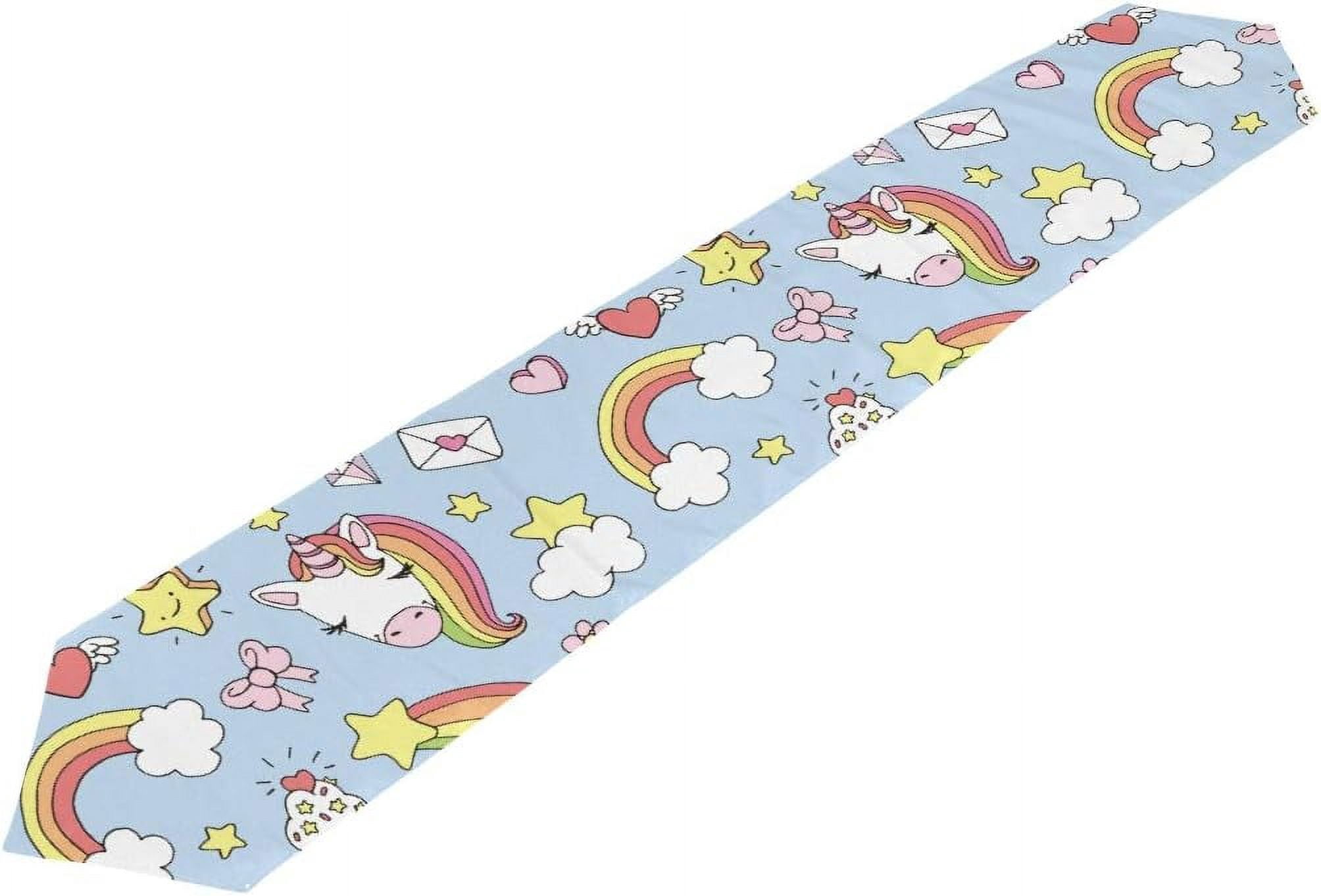 Coolnut Table Runner 13"x90", Cute Cartoon Unicorn Sticker Washable ...
