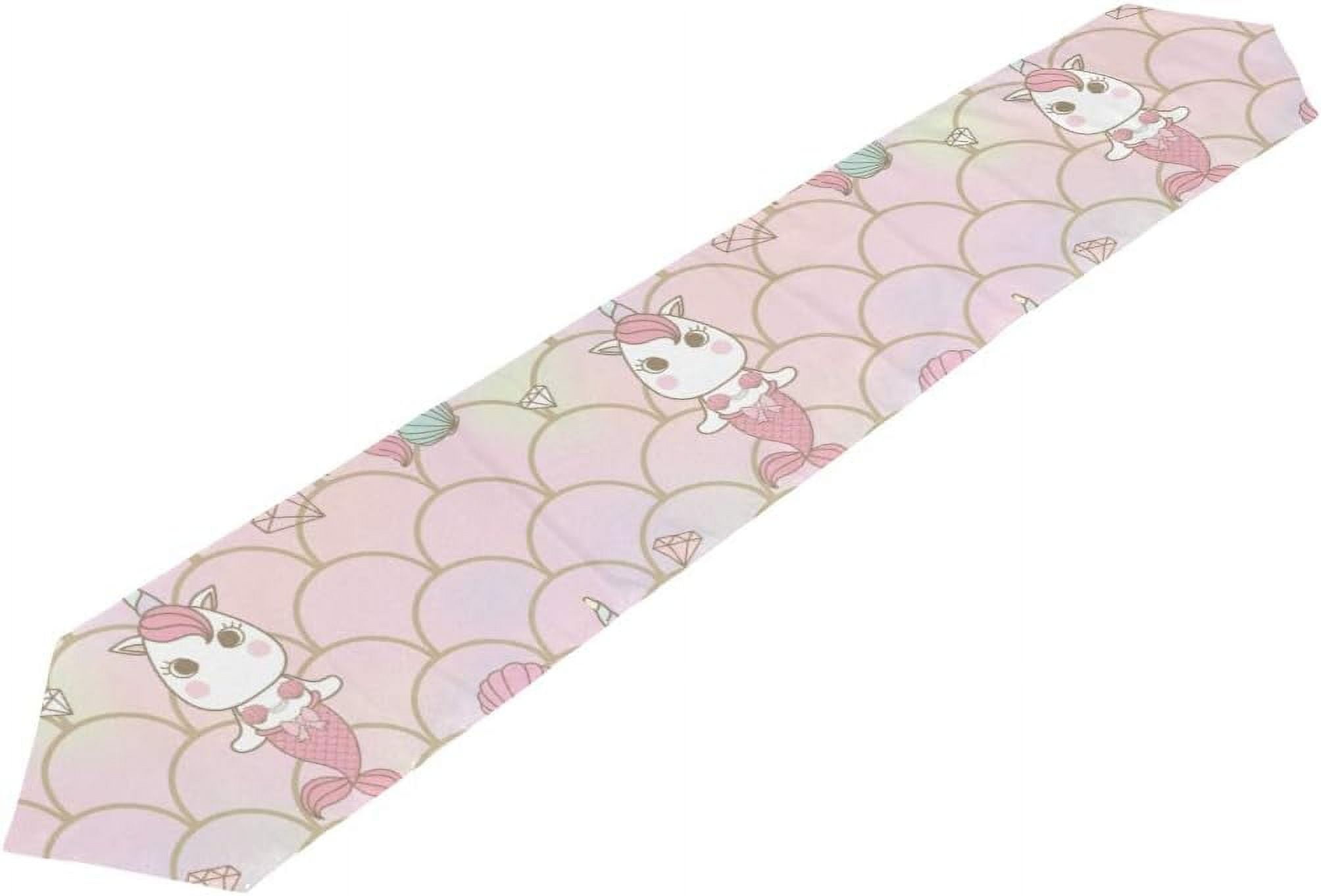 Coolnut Table Runner 13"x90", Cute Unicorn Mermaid with Scales Washable Table Cloth Runner for ...