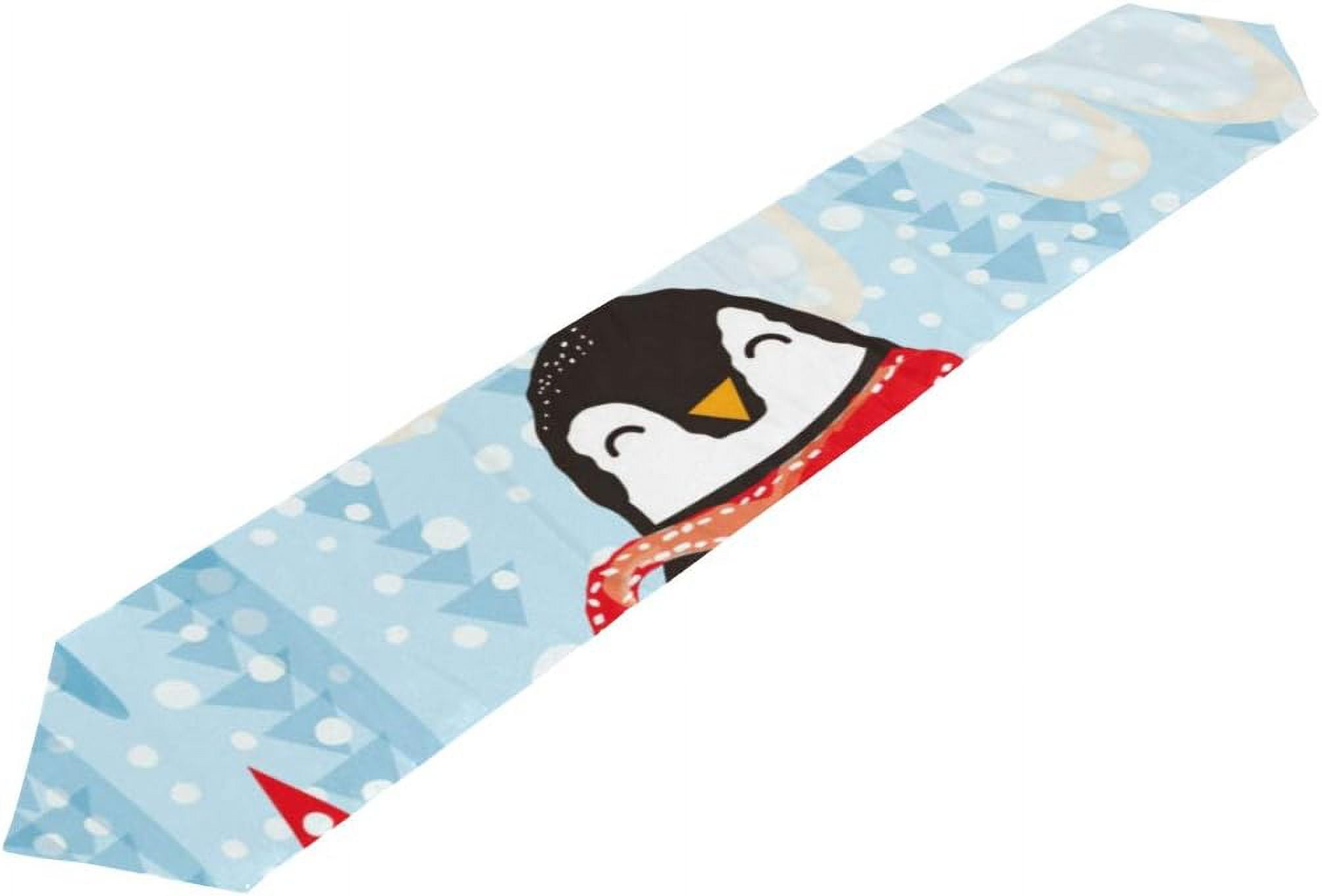 Coolnut Table Runner 13"x90", Cute Winter Penguin Washable Table Cloth ...