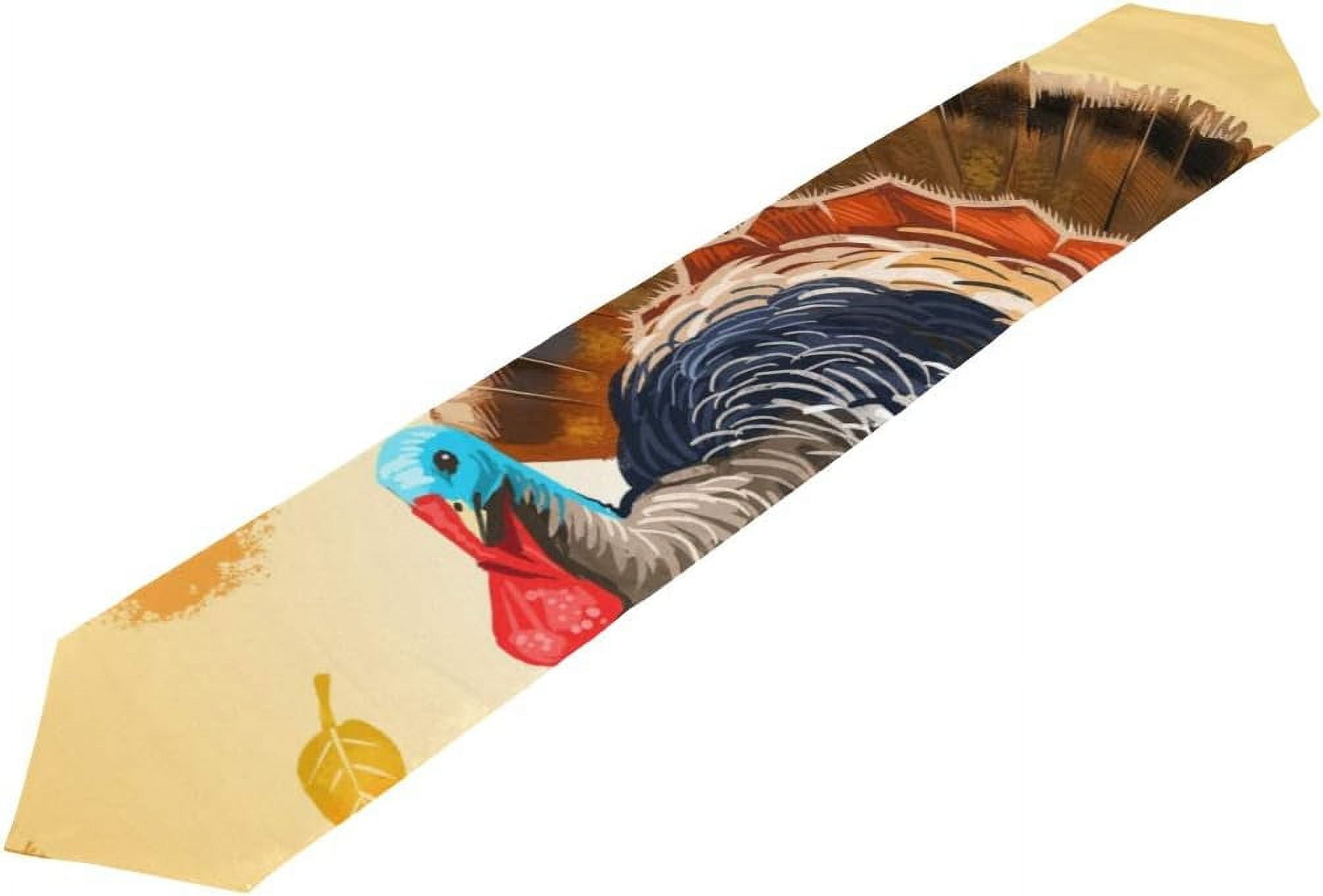 Coolnut Table Runner 13"x90", Retro Turkey Pattern Washable Table Cloth ...