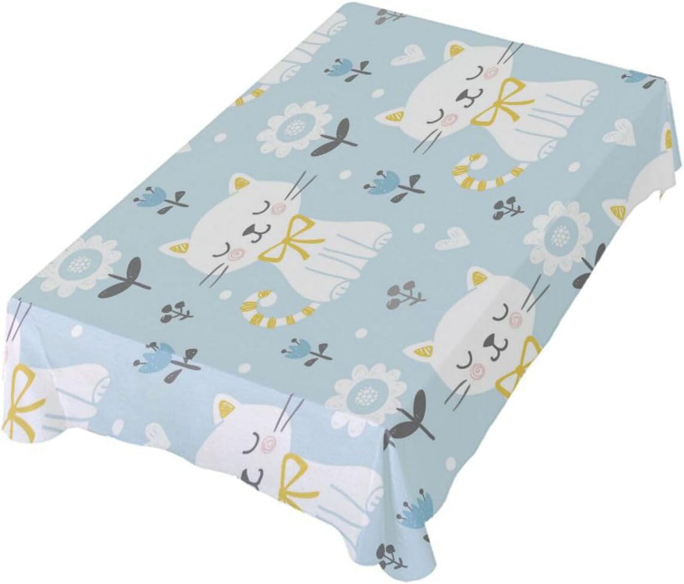 Coolnut Tablecloth 54" x 72" Smiling Cats Rectangle Table Cloth Stain ...