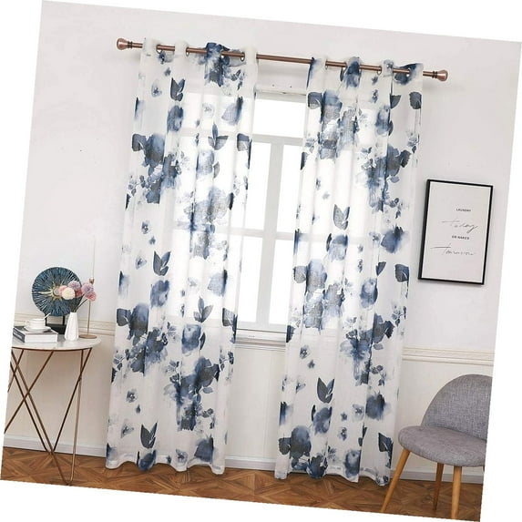 Coolnut Taisier 63 Inch Grommet Room Faux Linen Sheer Window Curtains ...