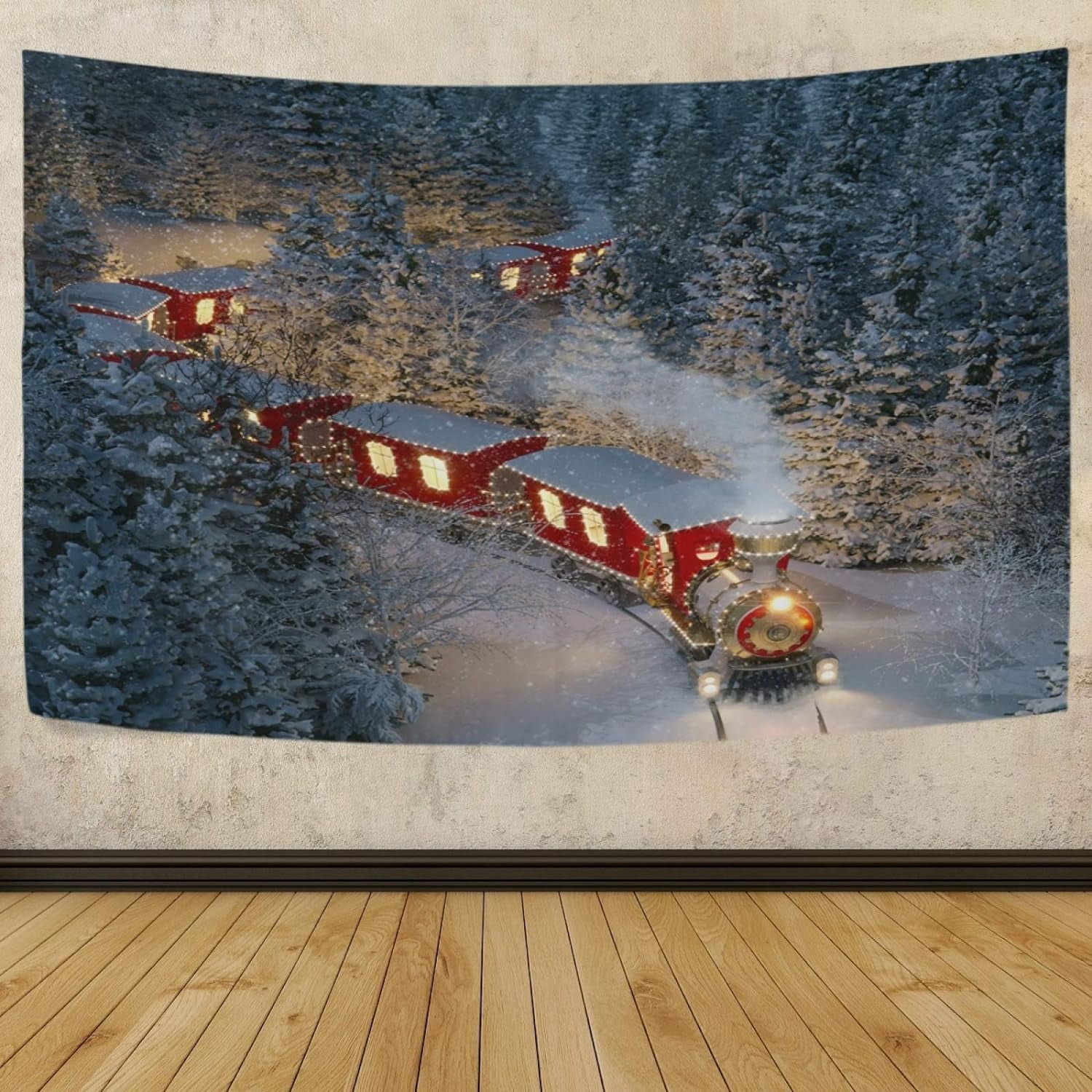 Coolnut Tapestry Wall Hanging Amazing Cute Christmas Train Tapestry ...