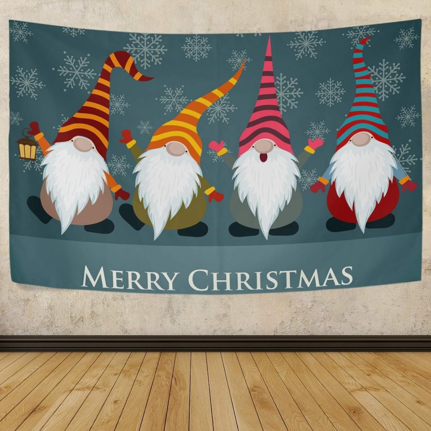 Coolnut Tapestry Wall Hanging Christmas Gnomes And Snowflakes Tapestry ...